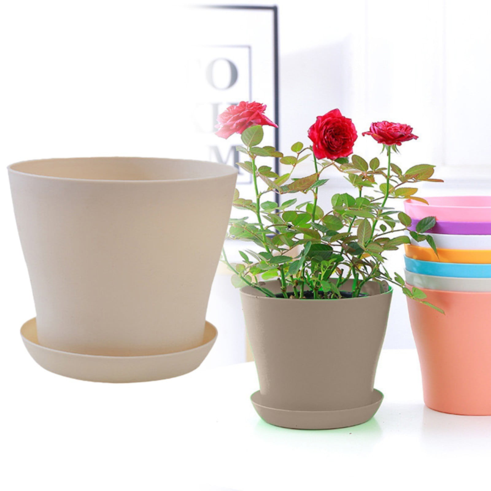 Plants Flower Pots Flower Pots Round Solid Color Simple Plant Pots ...