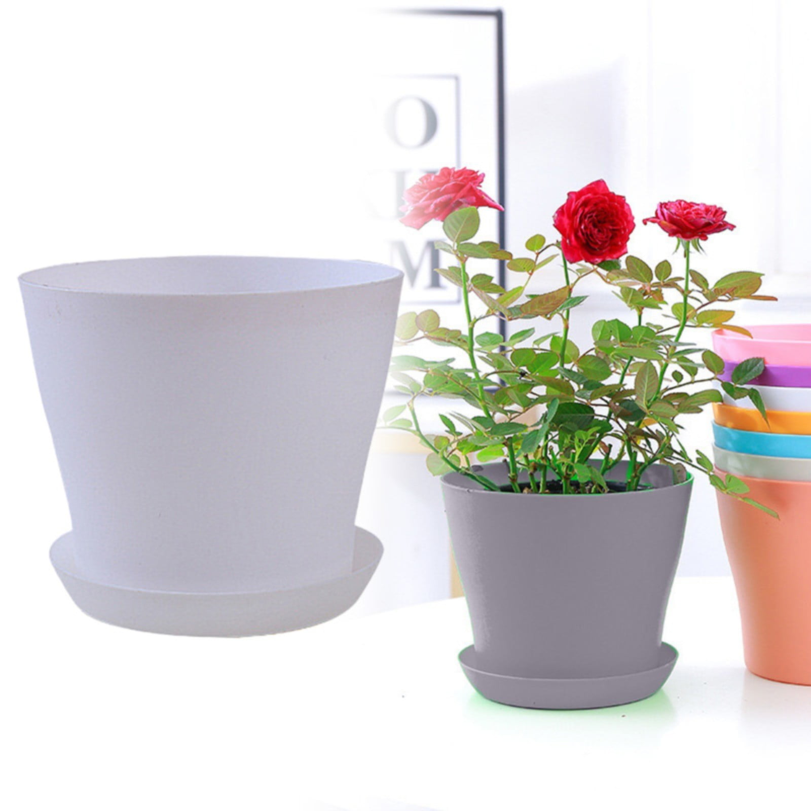 Plants Flower Pots Flower Pots Round Solid Color Simple Plant Pots ...