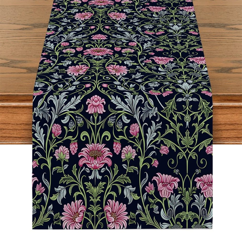 Plants Flower Table Runners Dresser Table r Washable Kitchen Dining ...
