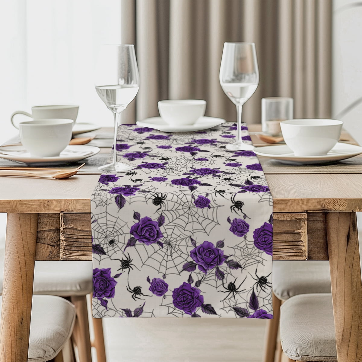 Plants Flowers Roses Spider Webs Table Runner Kitchen Table r Farmhouse ...