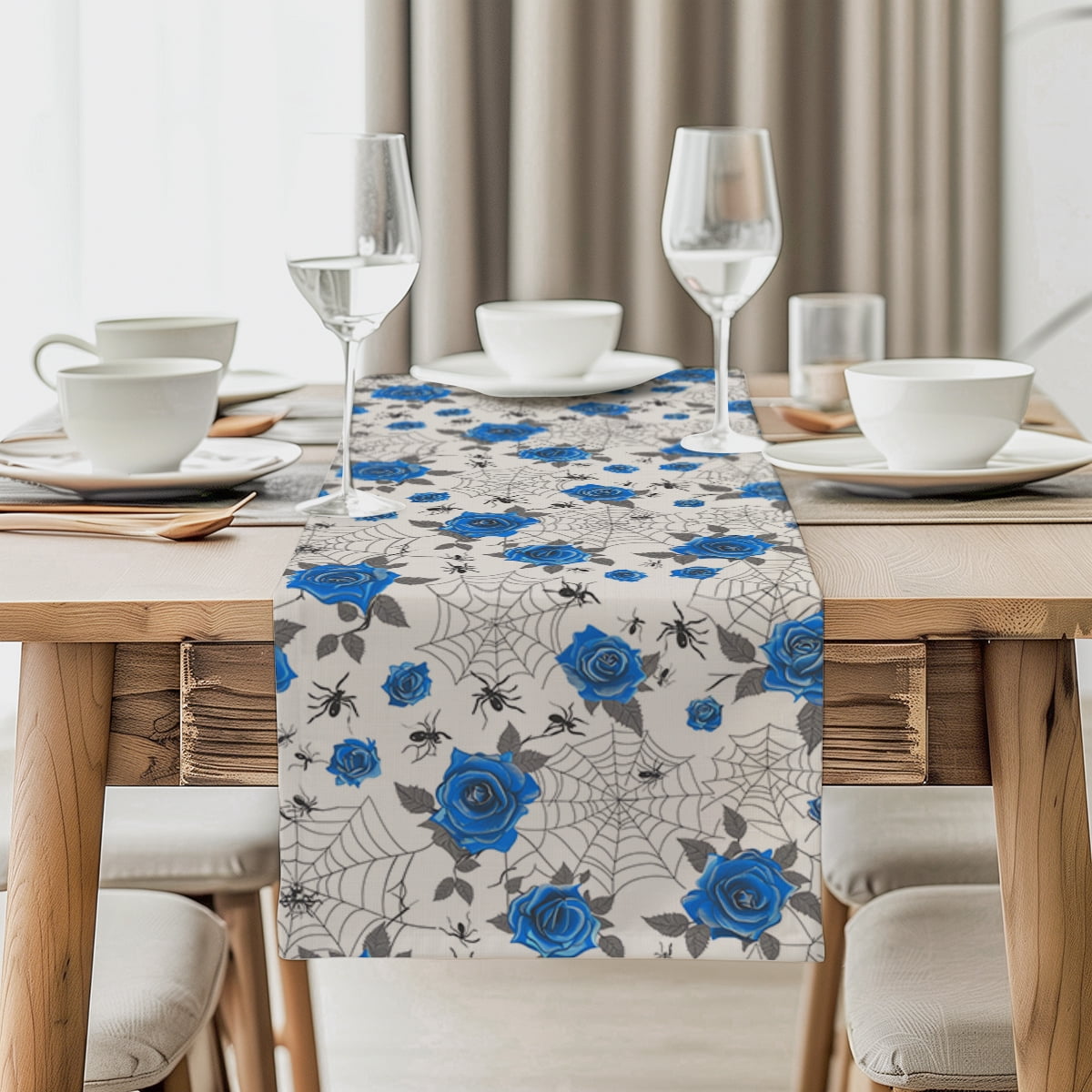 Plants Flowers Roses Spider Webs Table Runner Kitchen Table r Farmhouse ...