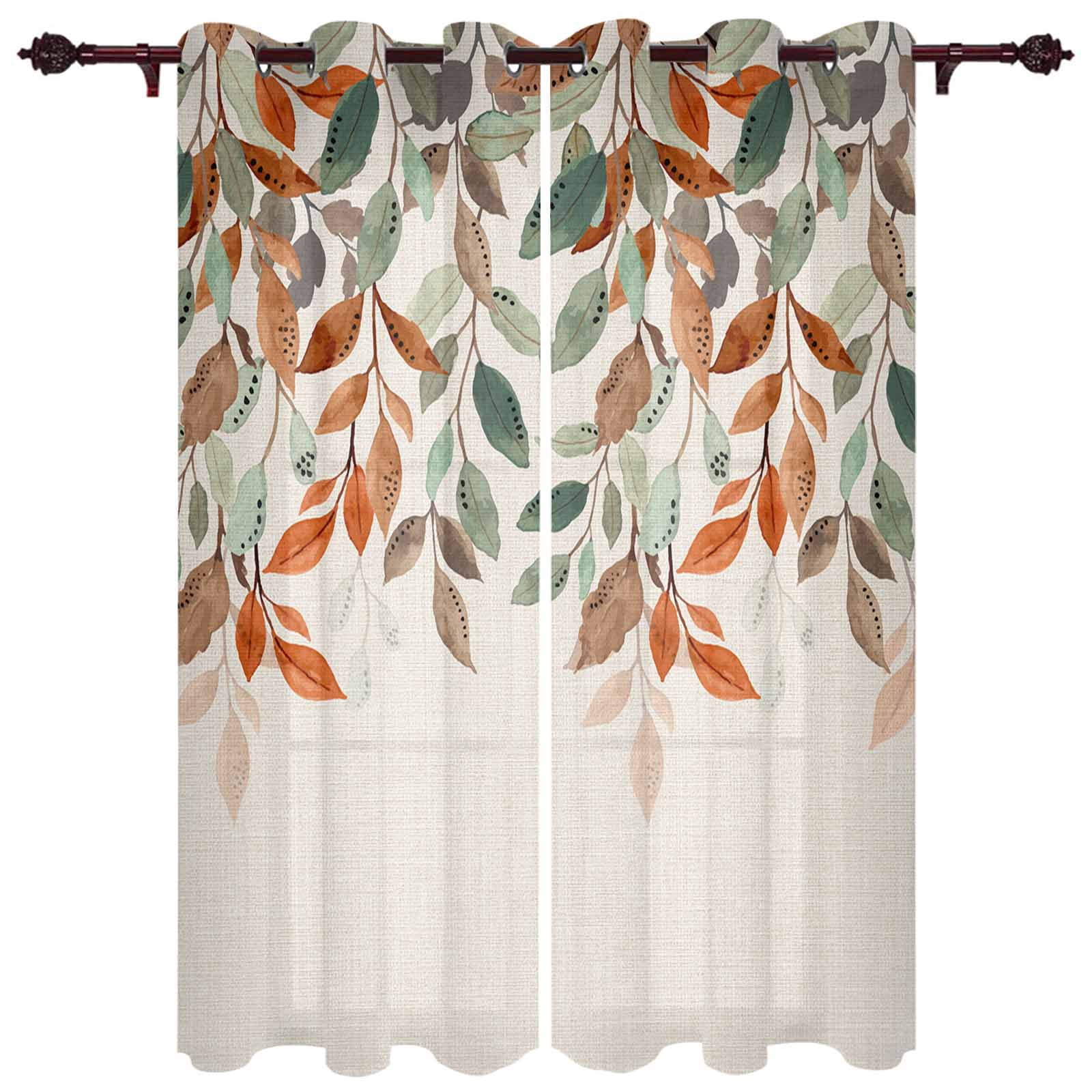 Plants Flowers Watercolor Modern Window Curtains for Living Room Luxury ...