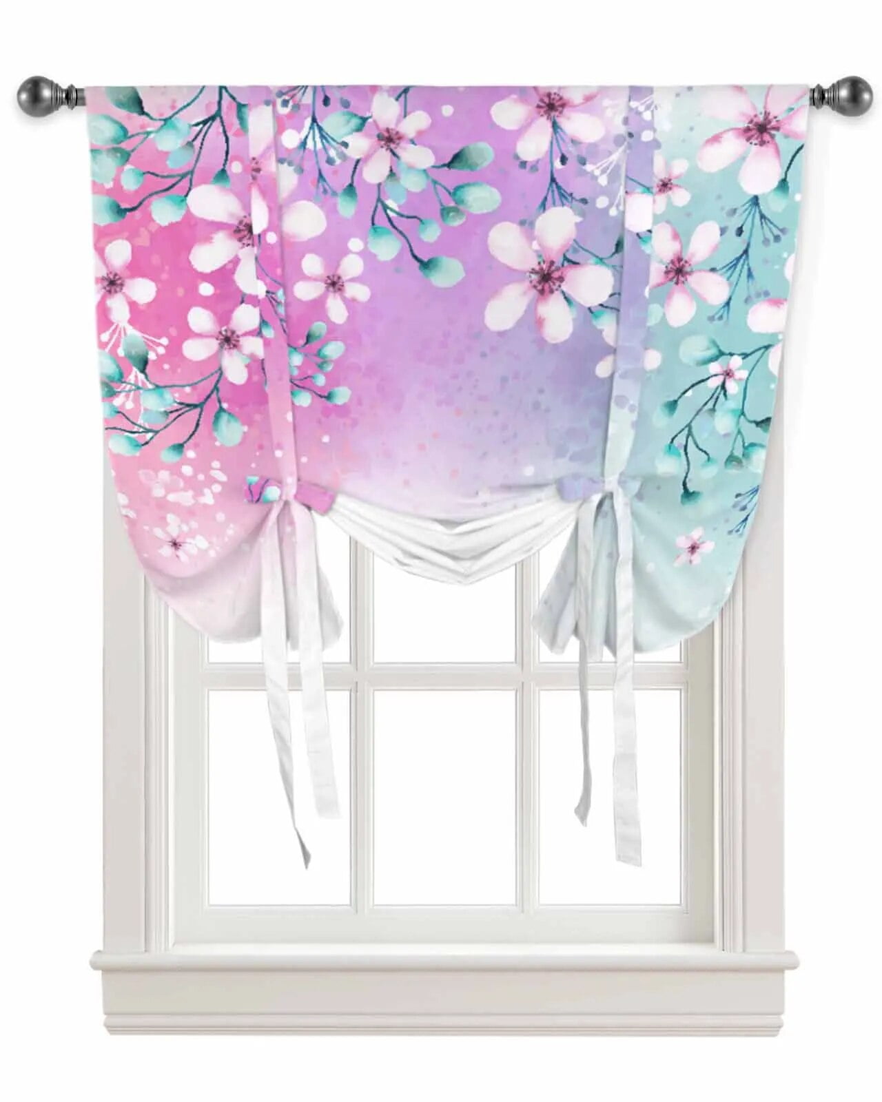 Plants Flowers Watercolor Window Curtain for Living Room Adjustable ...