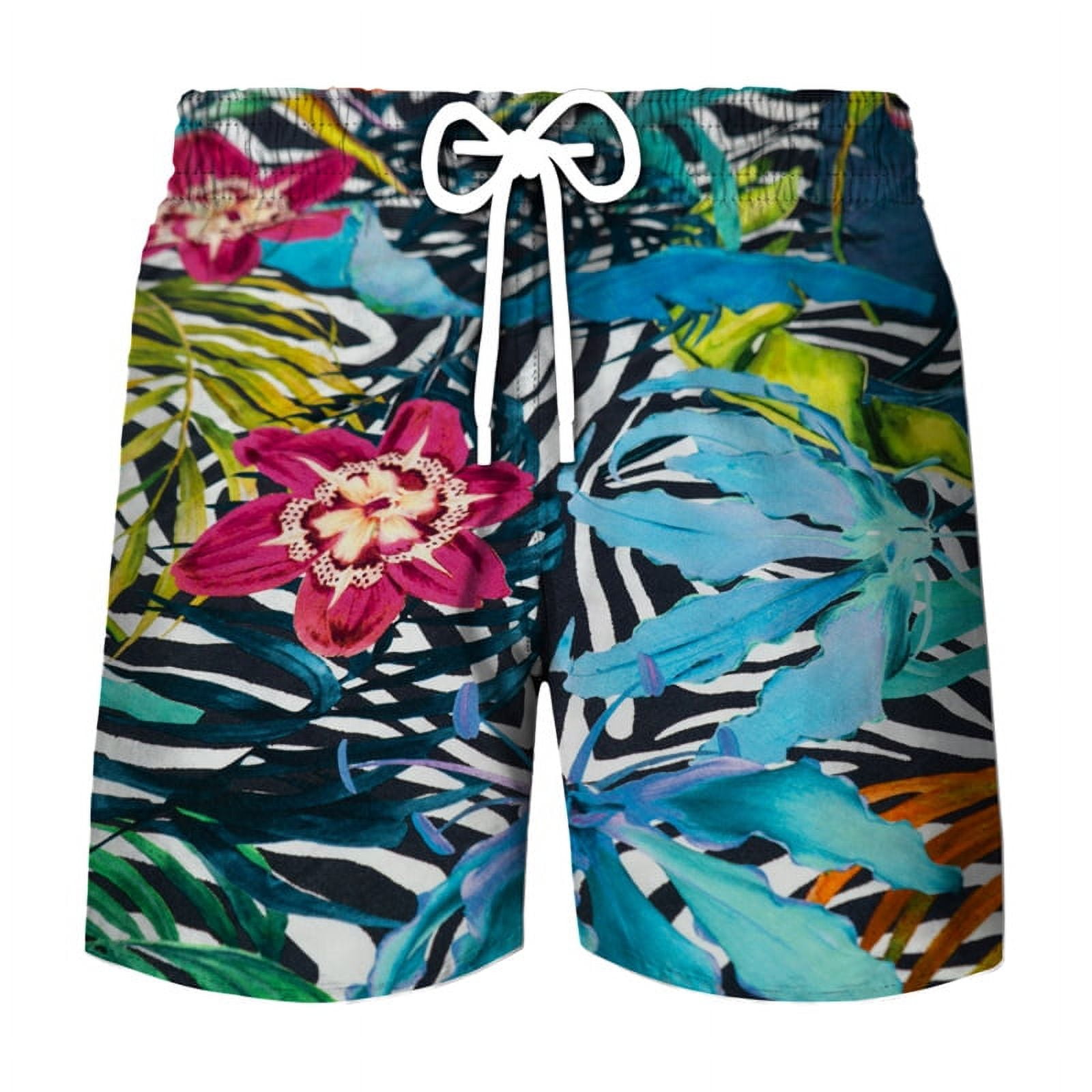 Plants Graphic Hawaii Beach Shorts 3D Printing Fans Surf Board Shorts ...
