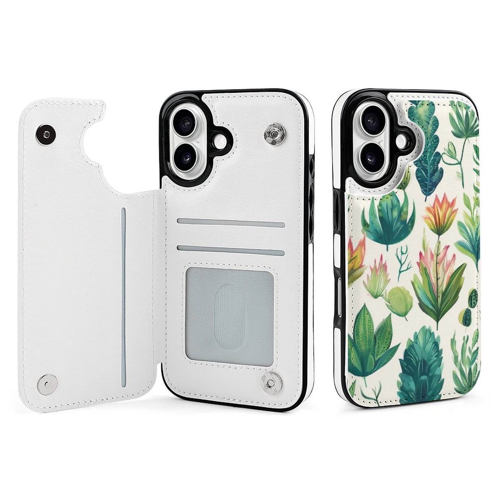 Plants Leather Wallet Case for iPhone 16 15 14 13 12 11 Pro Max Wallet ...