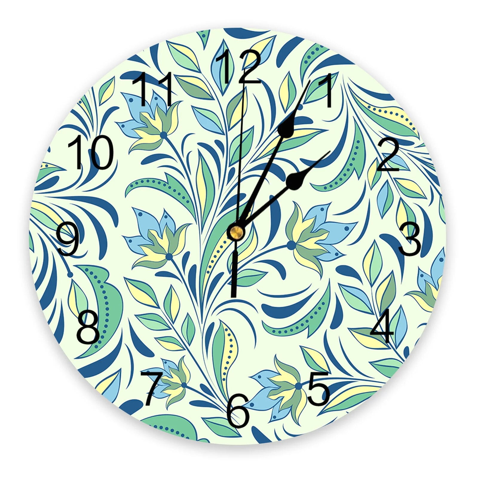 Plants Leaves Flower Wall Clock Modern Design Living Room Decoration ...