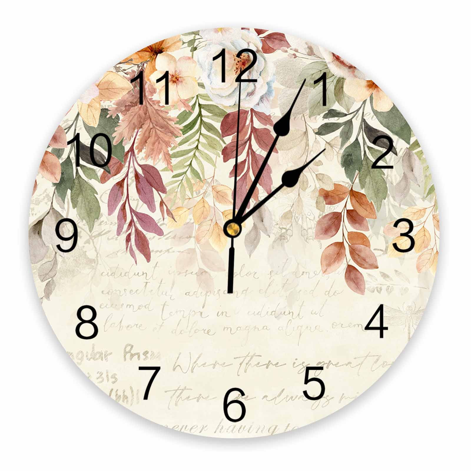 Plants Leaves Flowers PVC Wall Clock Bedroom ration Wall Clock Modern ...
