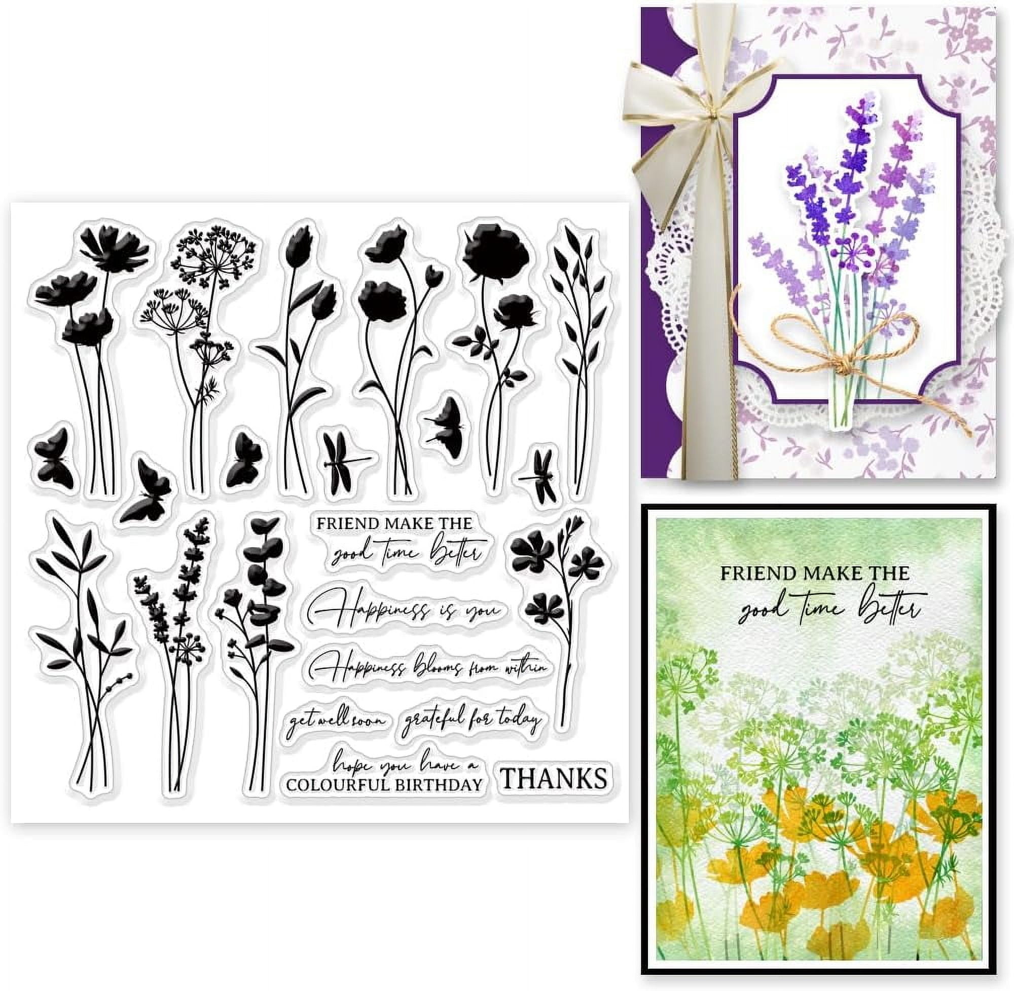 Plants Silhouette Clear Stamps for DIY Scrapbooking Inspirational Text ...