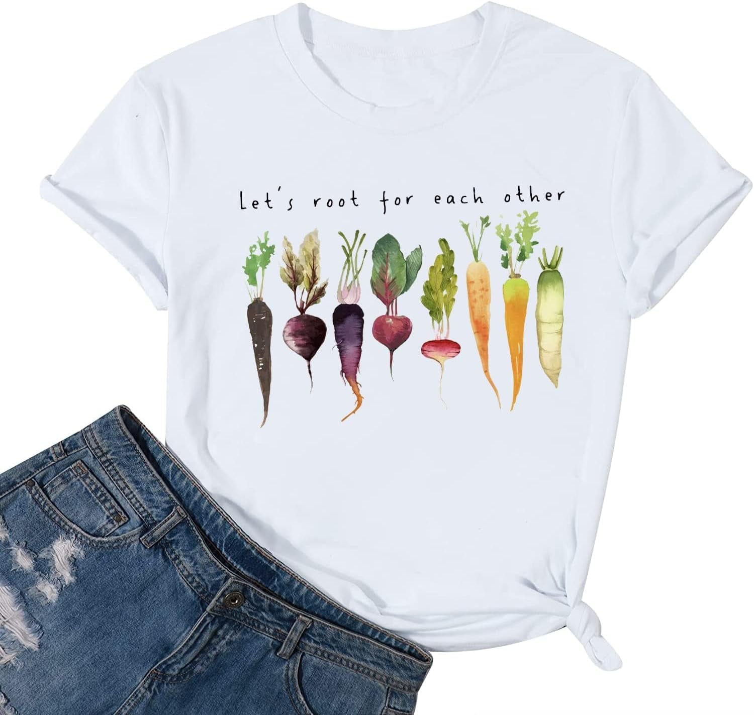 Plants T-Shirts for Women Root Shirt Vegetable Graphic T-Shirt Plant ...