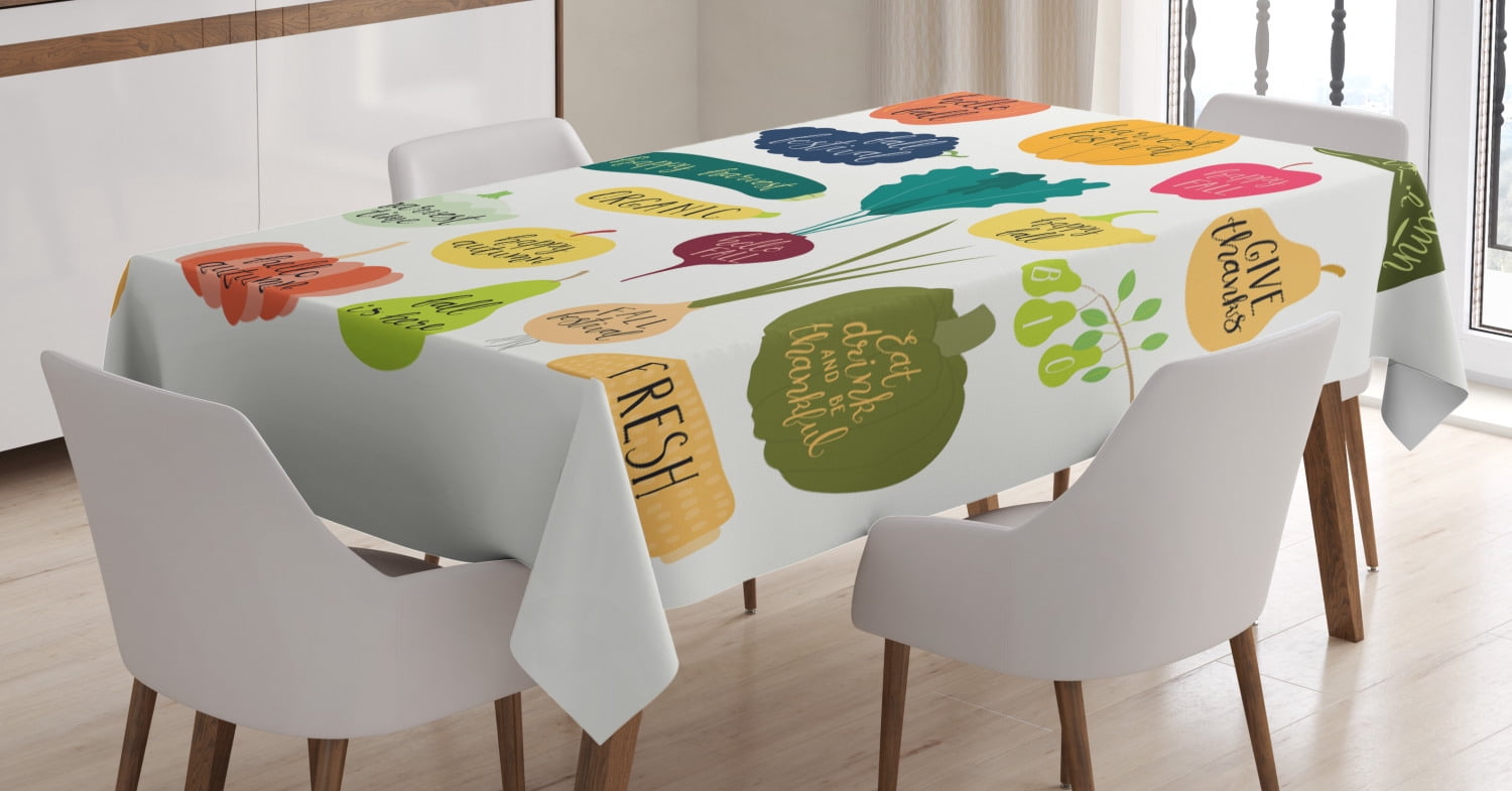 Plants Tablecloth, Pumpkin Squash Onions Pears Grapes Apples ...