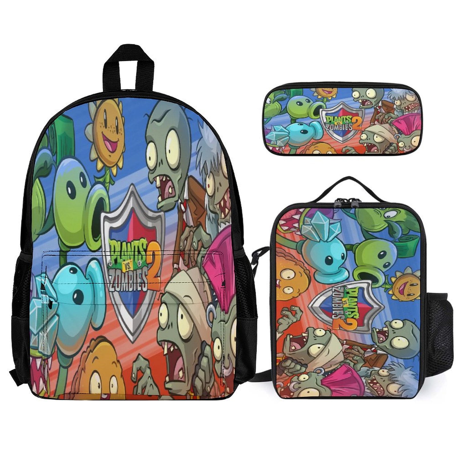 Plants V_s Zombies Backpack with Lunch Box Pencil Bag Large Capacity ...
