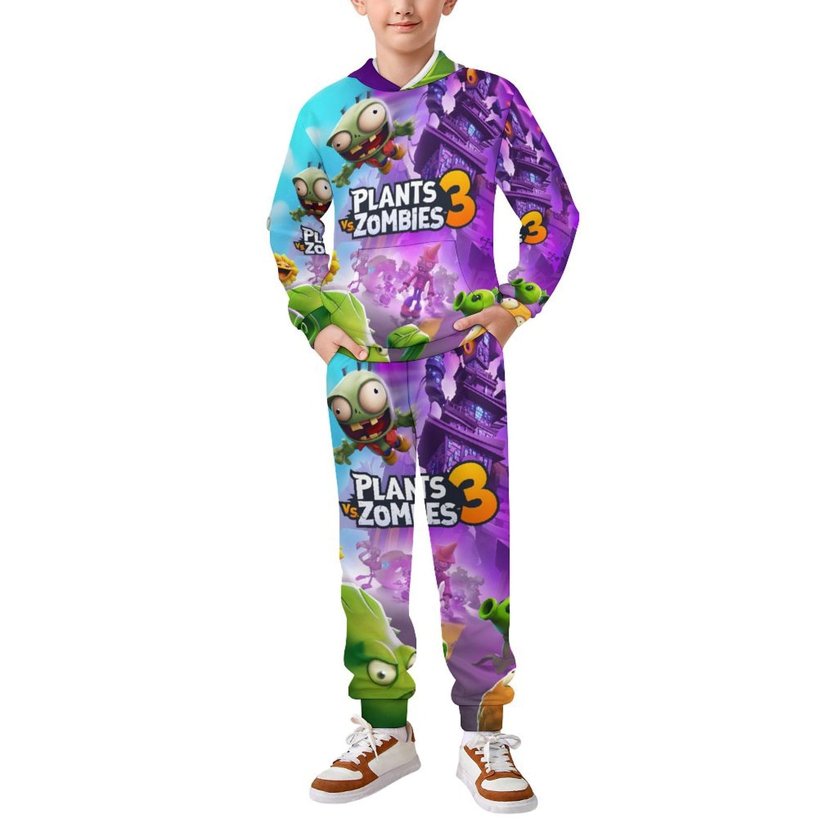 Plants Vs Zombies 2 Piece Outfits Hoodie Sweatsuits Set Sweatpants Long ...