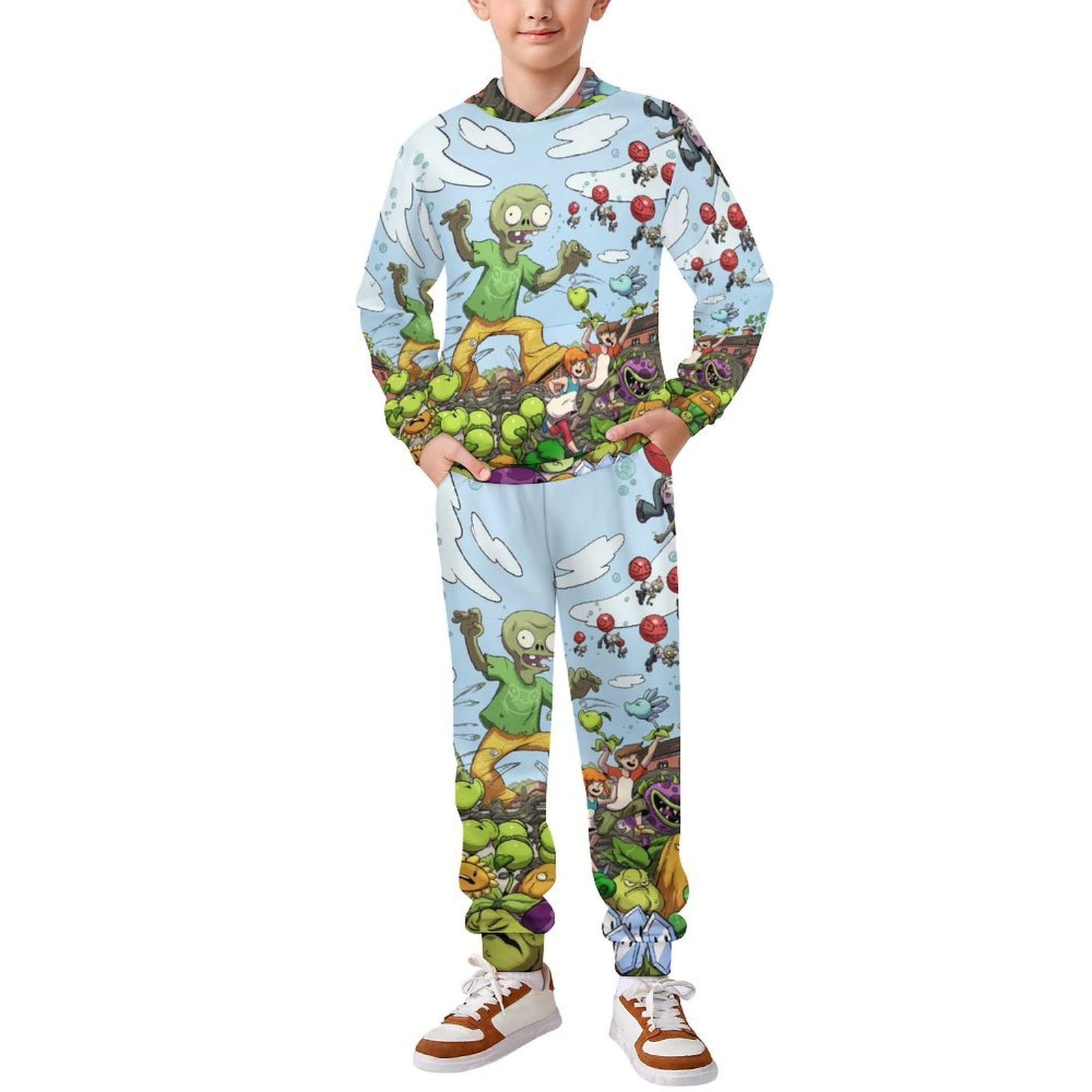 Plants Vs Zombies 2 Piece Outfits Hoodie Sweatsuits Set Sweatpants Long ...
