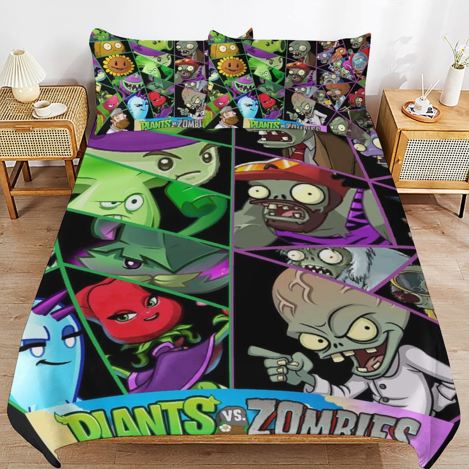 Plants Vs Zombies 3-Piece Bedding Set Soft Warm And Comfortable Bed Set ...