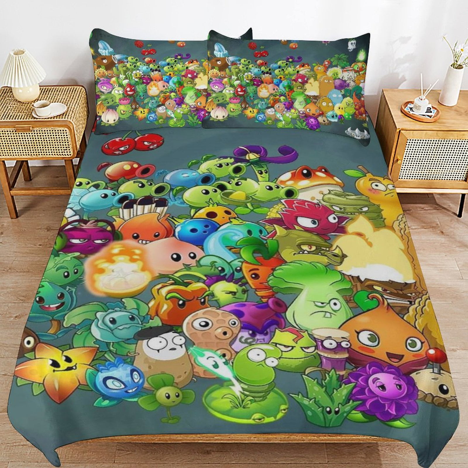 Plants Vs Zombies 3-Piece Bedding Set Soft Warm And Comfortable Bed Set ...