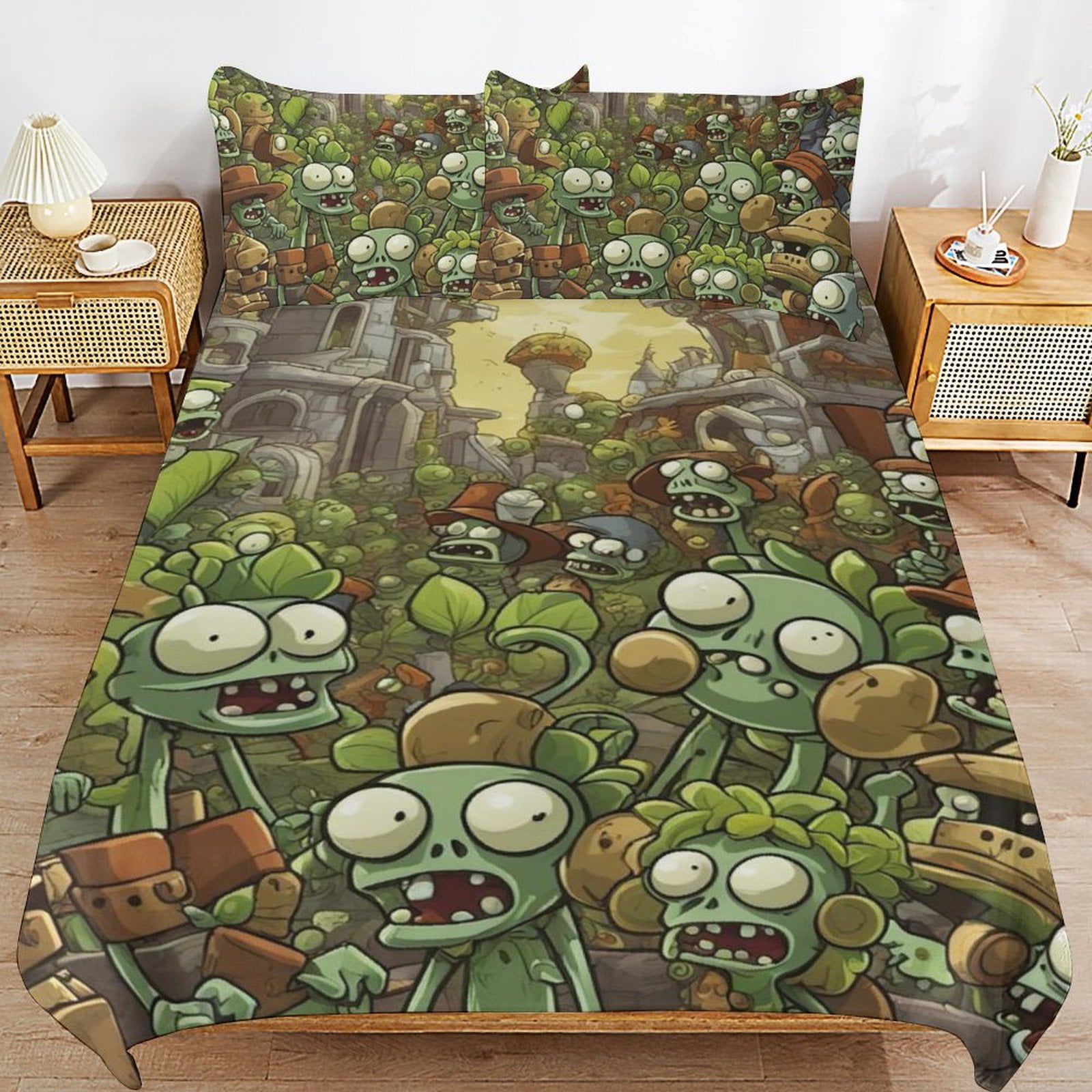 Plants Vs Zombies 3-Piece Bedding Set Soft Warm And Comfortable Bed Set ...
