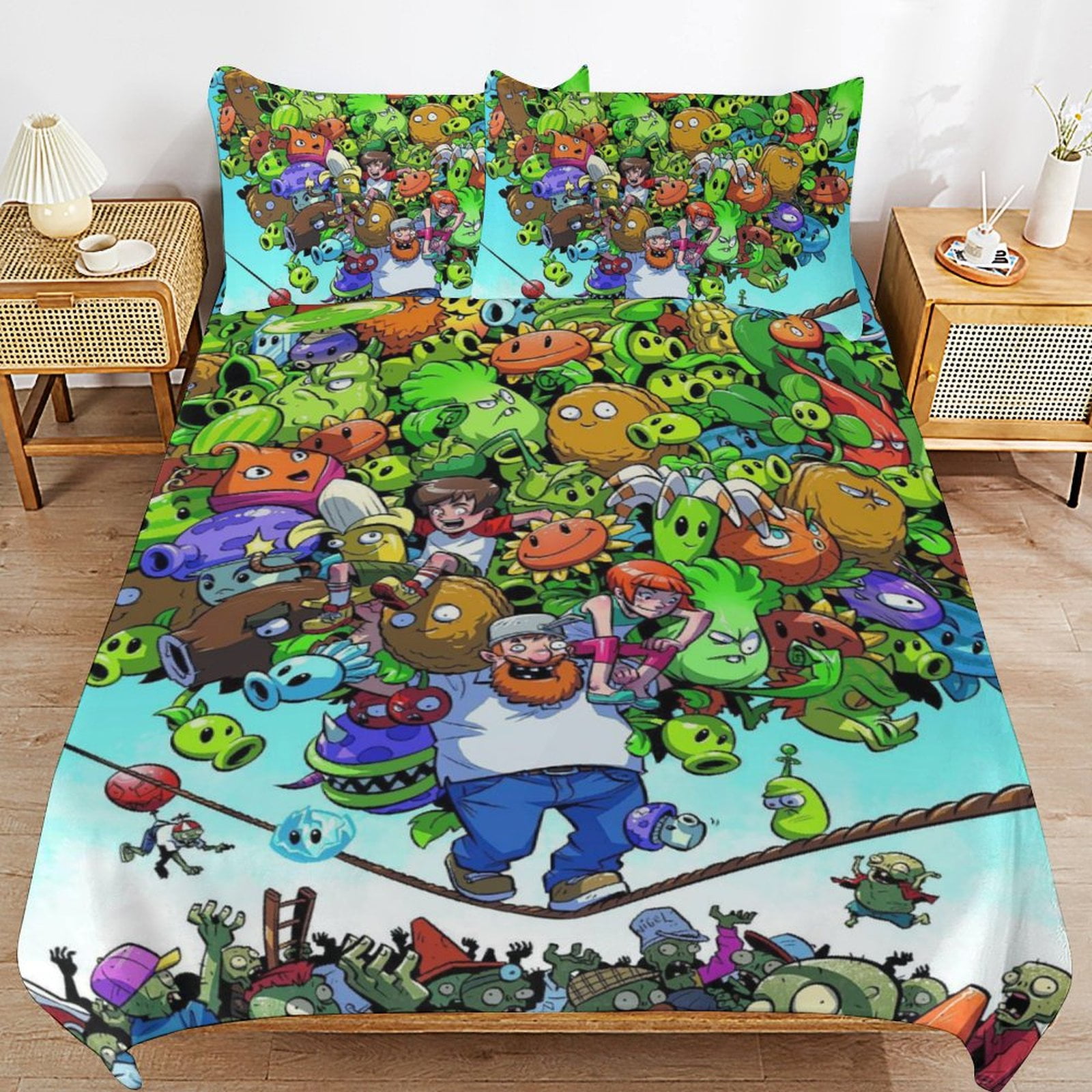 Plants Vs Zombies 3-Piece Bedding Set Soft Warm And Comfortable Bed Set ...