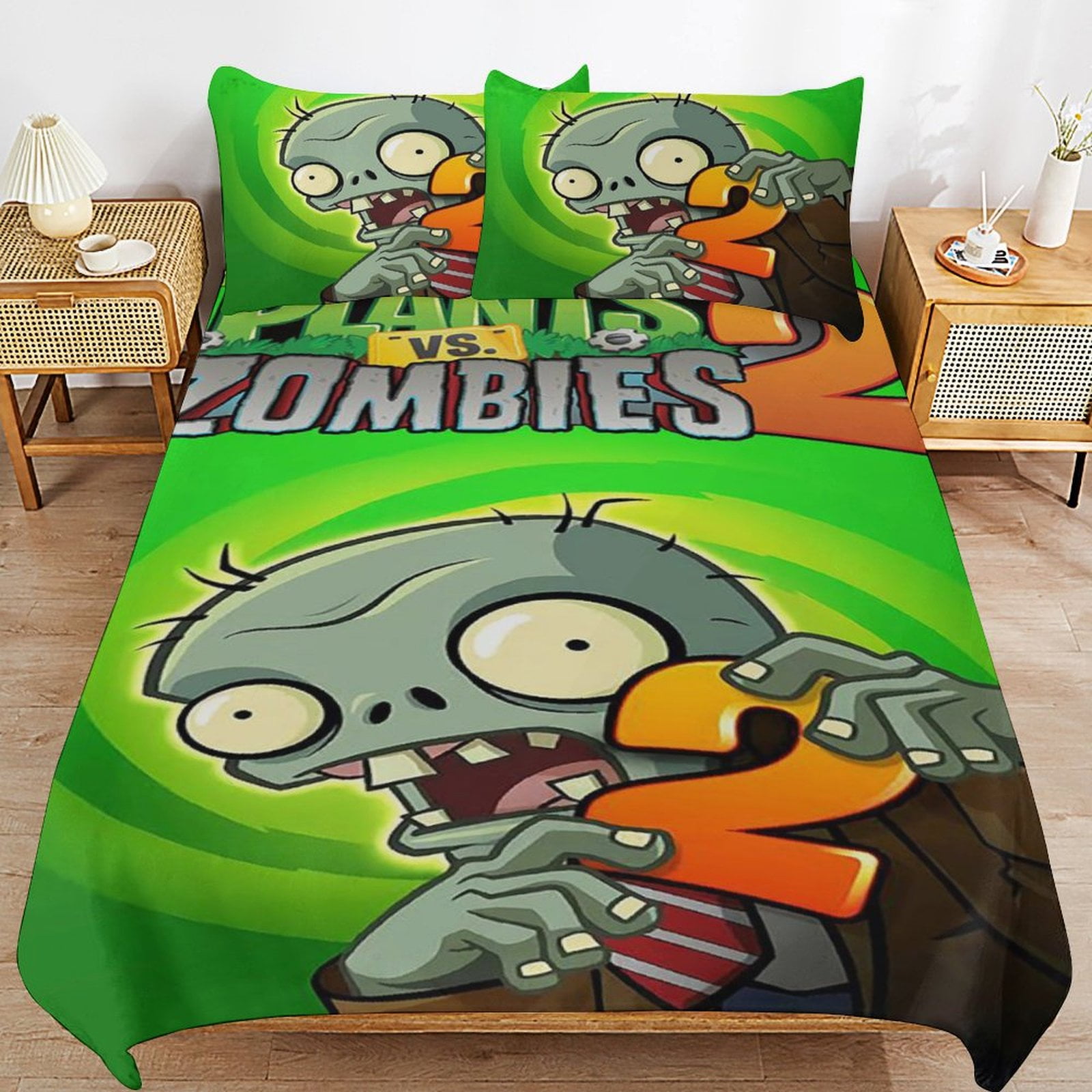Plants Vs Zombies 3-Piece Bedding Set Soft Warm And Comfortable Bed Set ...
