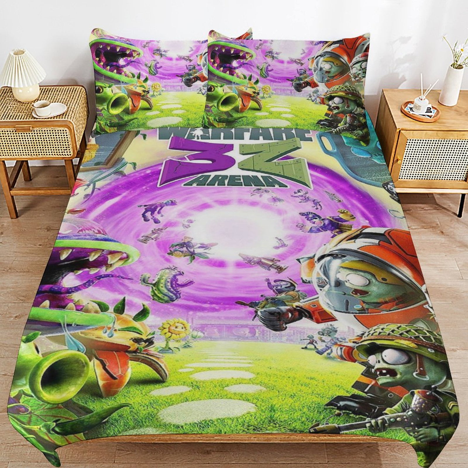 Plants Vs Zombies 3-Piece Bedding Set Soft Warm And Comfortable Bed Set ...