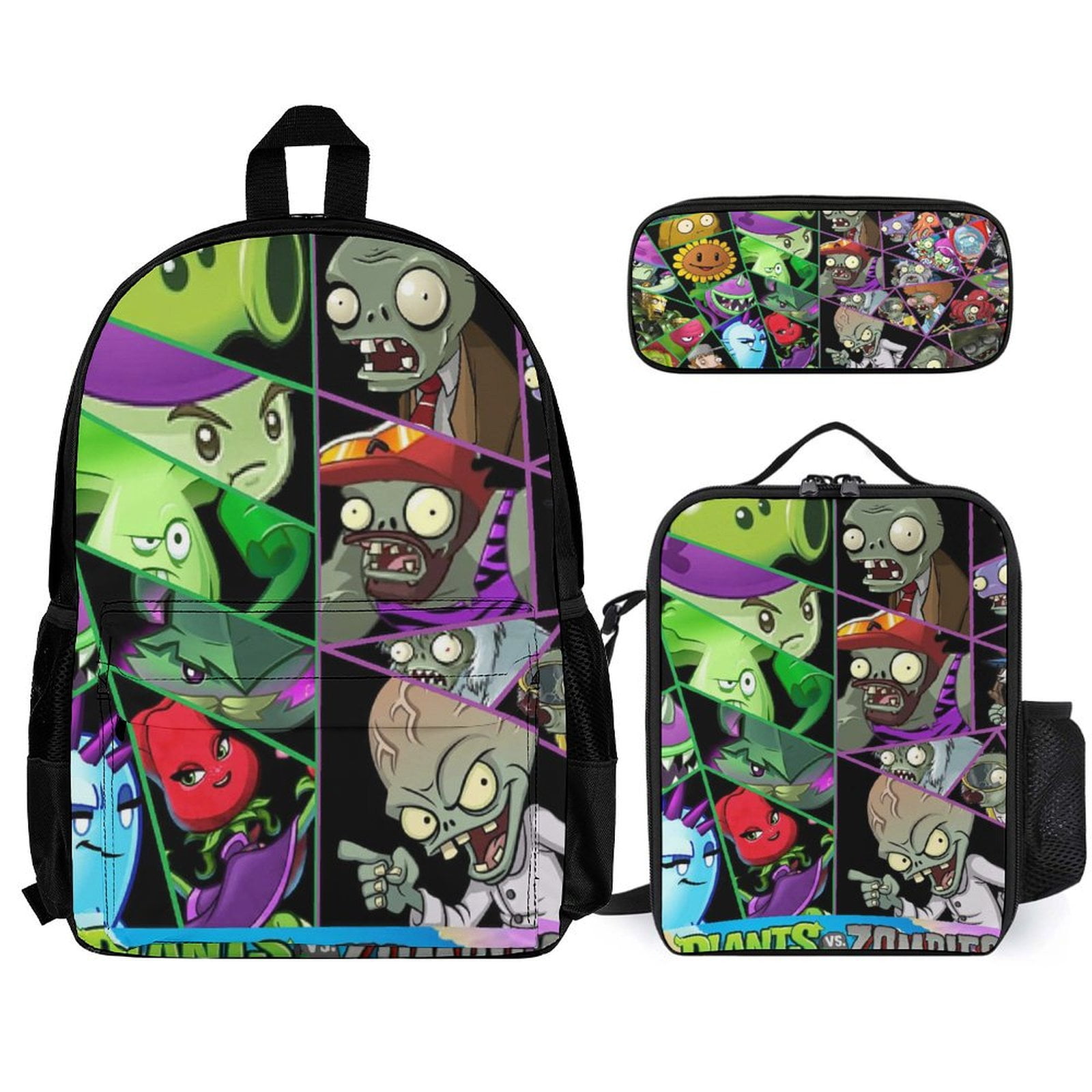 Plants Vs Zombies 3Pcs Backpacks Sets Book Bag with Lunch Bag And ...