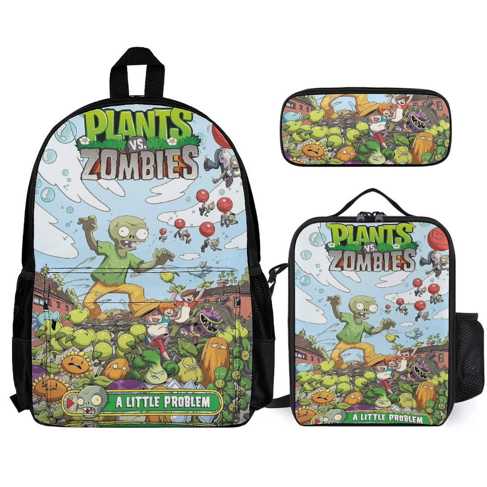 Plants Vs Zombies 3Pcs Backpacks Sets Bookbag with Lunch Bag And Pencil ...