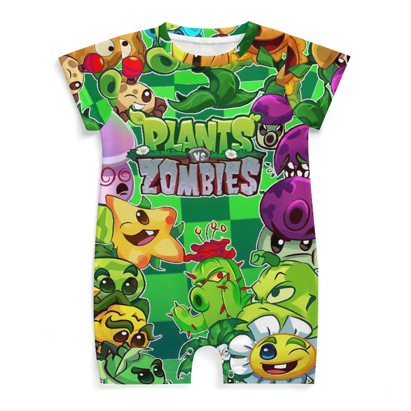 Plants Vs Zombies Baby Boy Girl Short Sleeve Romper Clothing Set Print ...