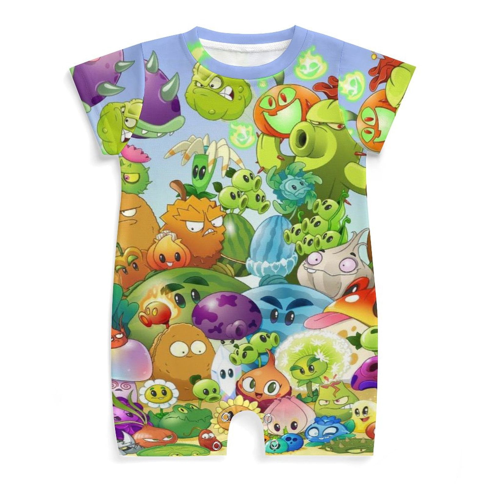 Plants Vs Zombies Baby Boy Girl Short Sleeve Romper Clothing Set Print ...