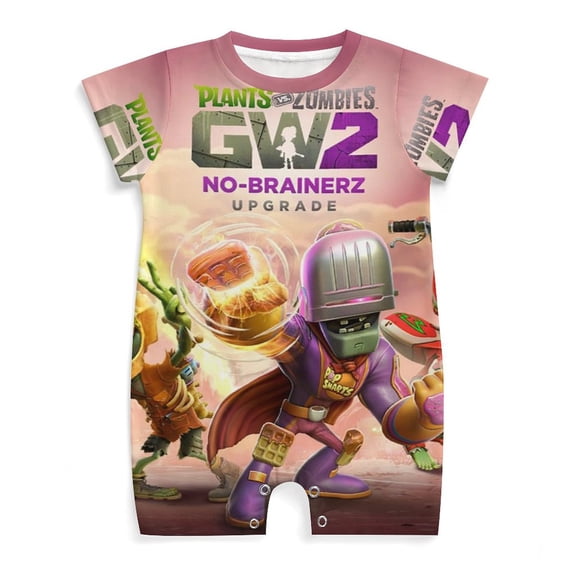 Plants Vs Zombies Baby Boy Girl Short Sleeve Romper Clothing Set Print ...
