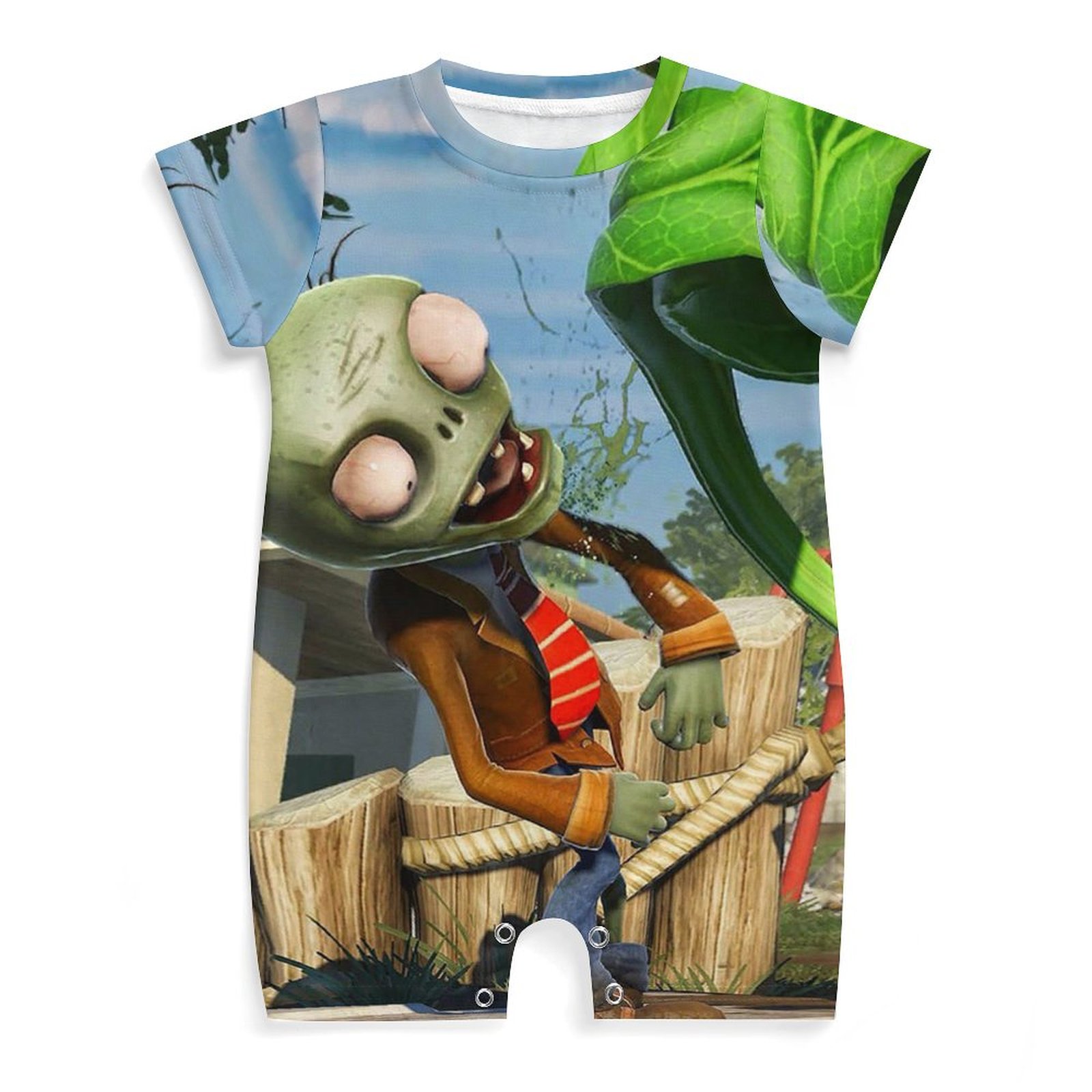 Plants Vs Zombies Baby Boy Girl Short Sleeve Romper Clothing Set Print ...