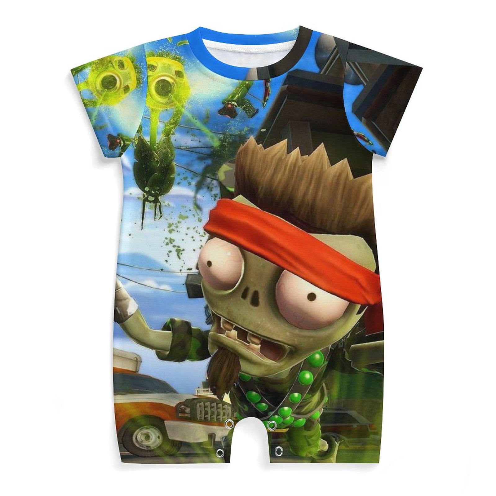 Plants Vs Zombies Baby Boy Girl Short Sleeve Romper Clothing Set Print ...