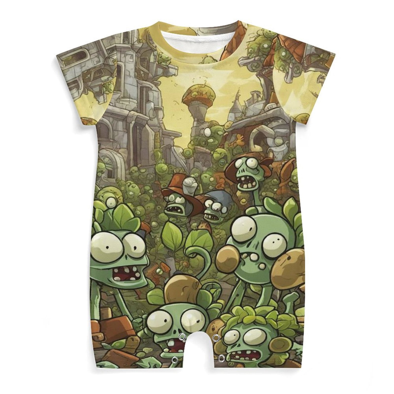 Plants Vs Zombies Baby Boy Girl Short Sleeve Romper Clothing Set Print ...