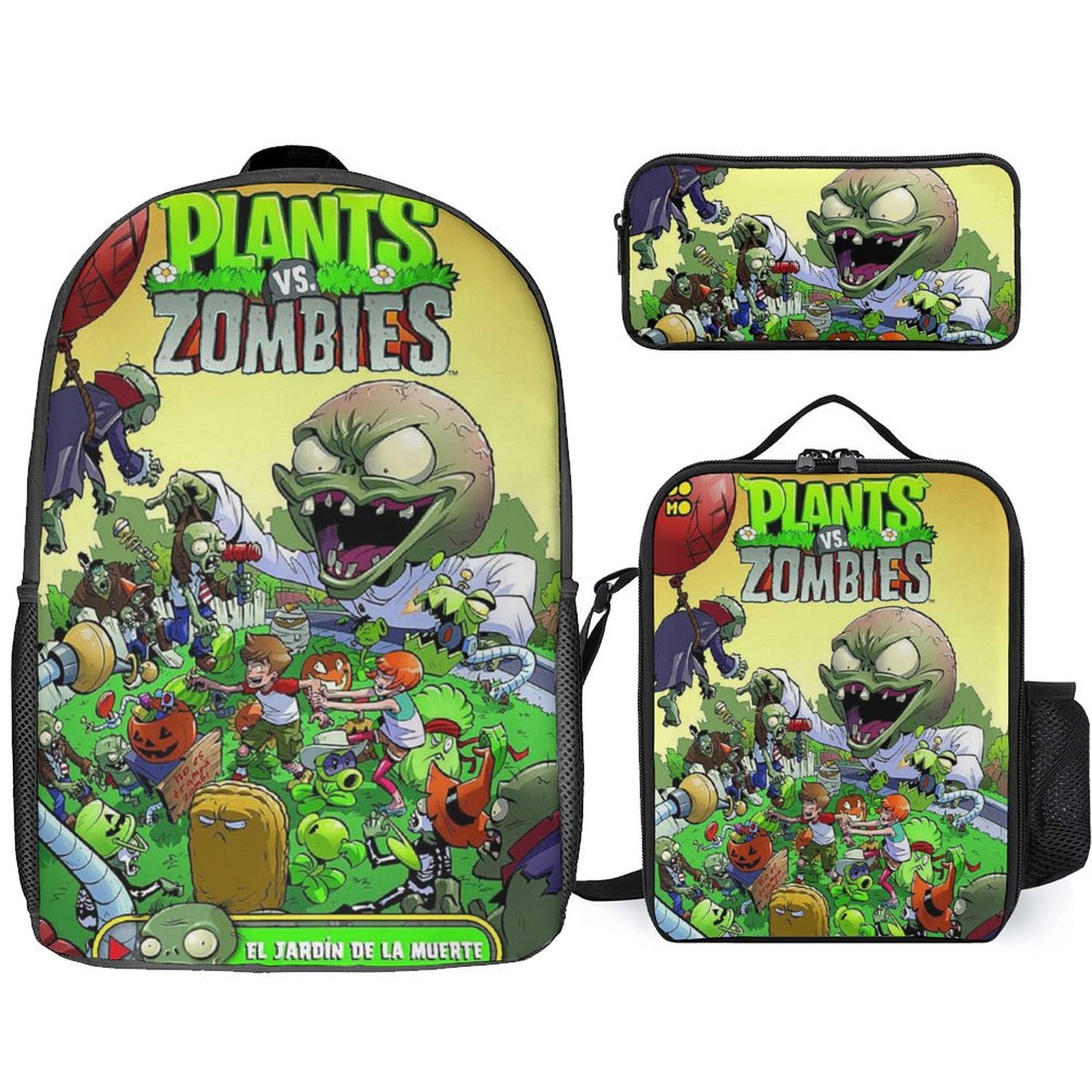 Plants Vs Zombies Backpacks 3 Piece Set Bookbag with Lunch Bag And ...