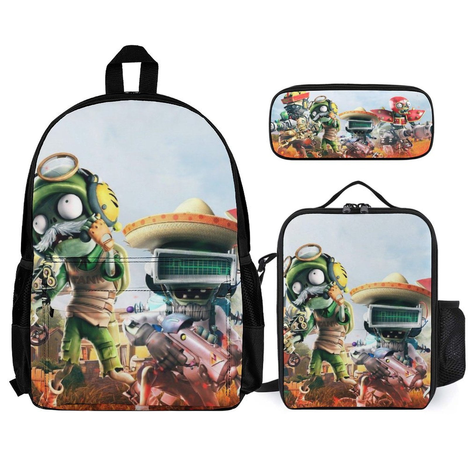 Plants Vs Zombies Backpacks 3 Piece Set Bookbag with Lunch Bag And ...