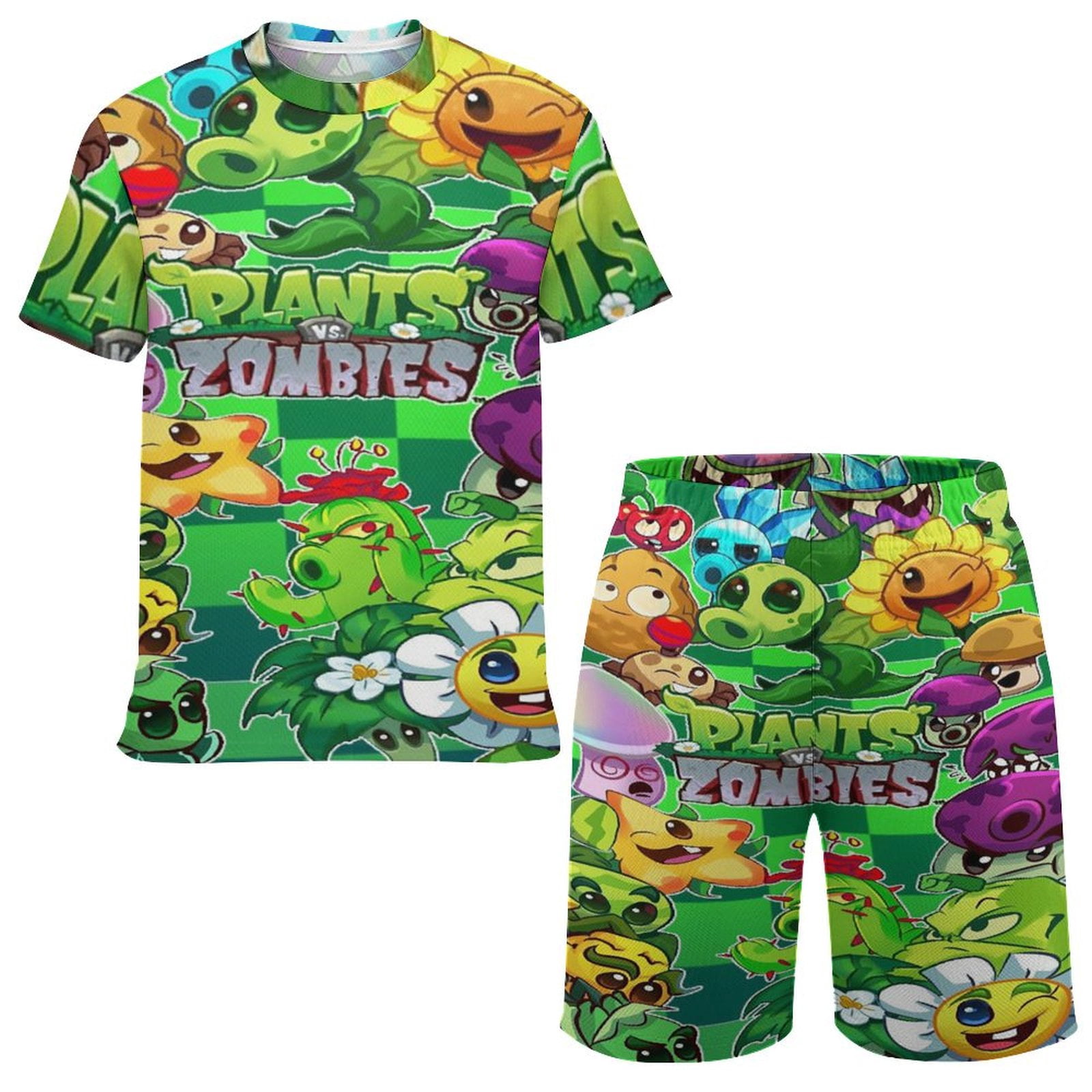 Plants Vs Zombies Boys Girls Short Sleeve Mesh T-Shirt And Shorts ...