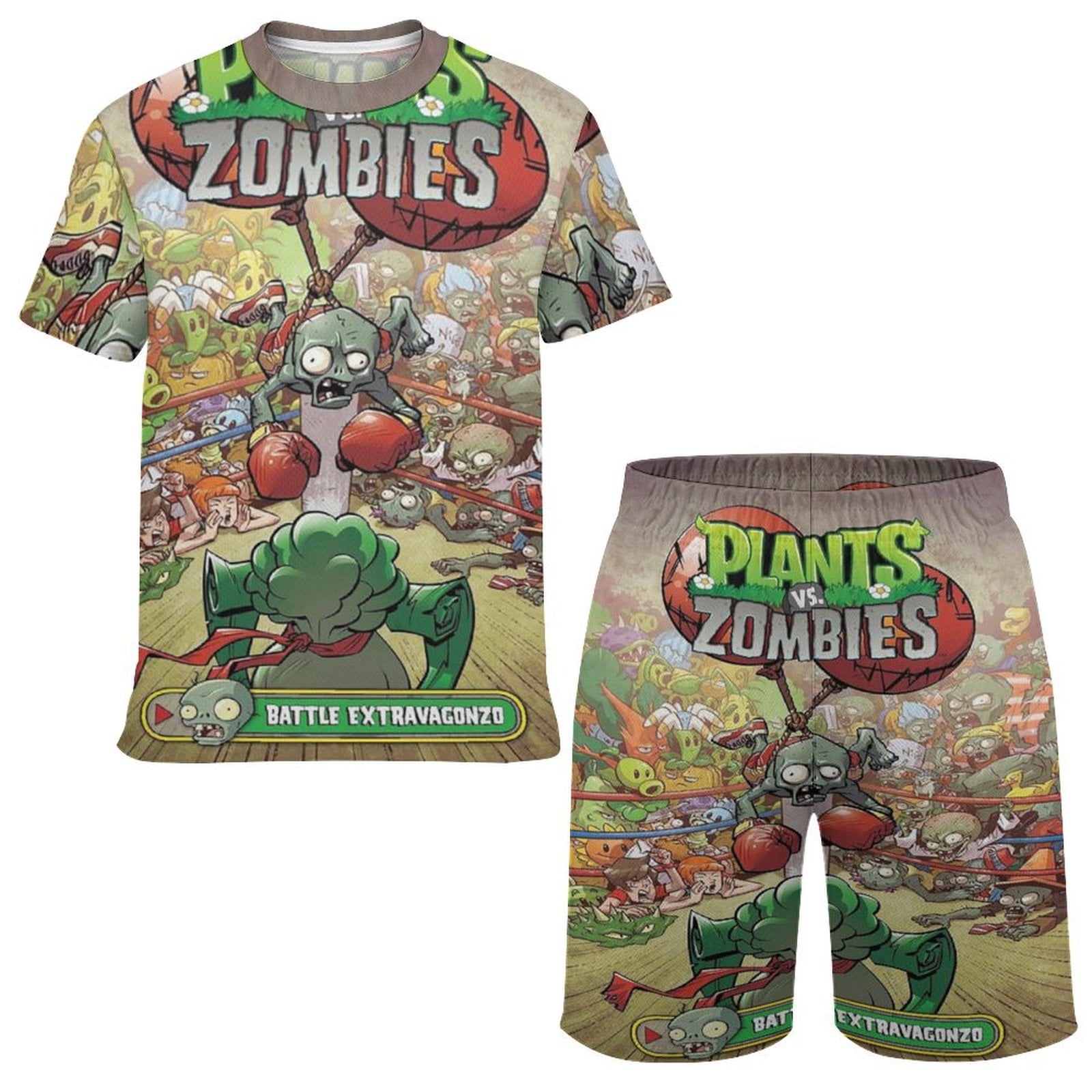 Plants Vs Zombies Boys Girls Short Sleeve Mesh T-Shirt And Shorts ...