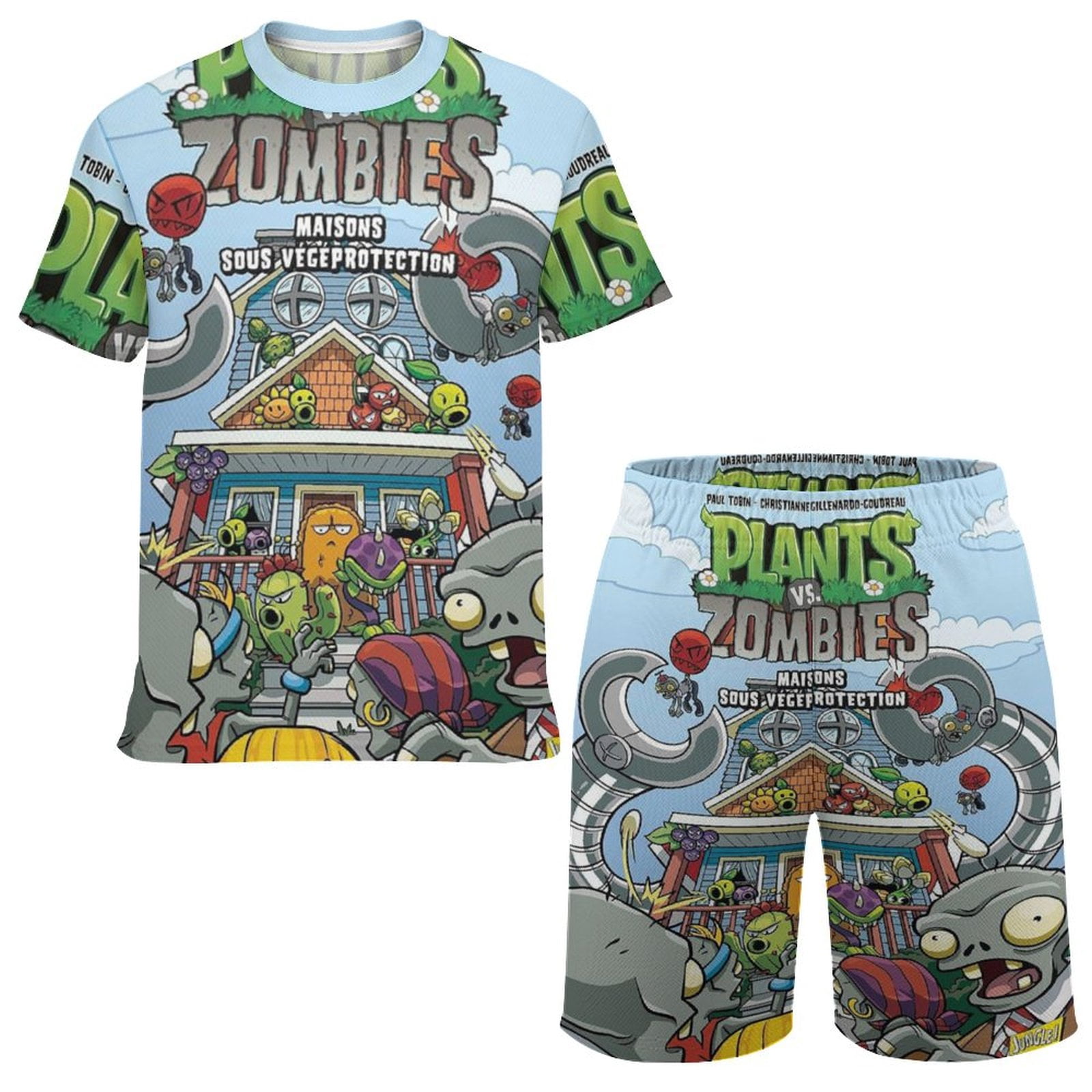 Plants Vs Zombies Boys Girls Short Sleeve Mesh T-Shirt And Shorts ...