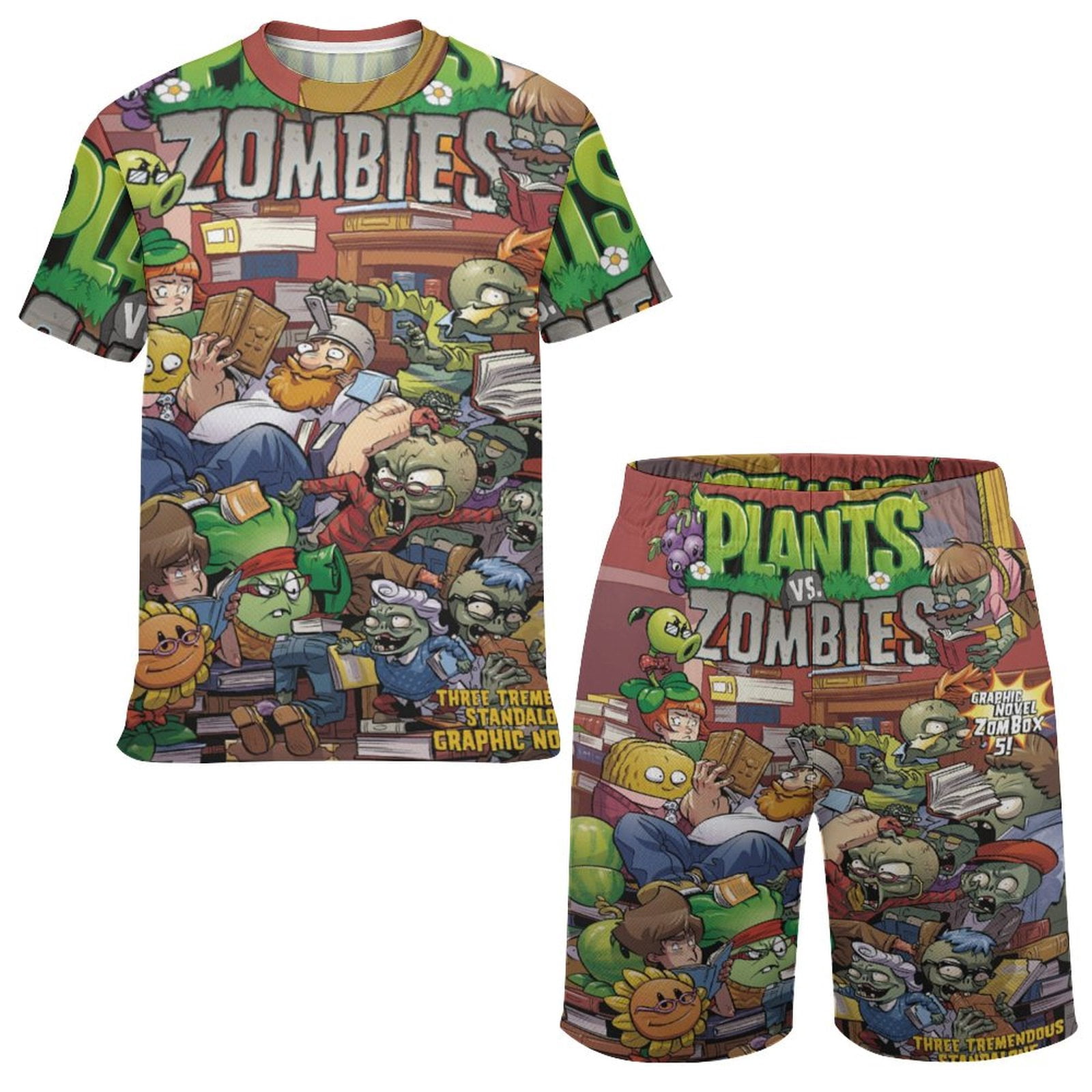 Plants Vs Zombies Boys Girls Short Sleeve Mesh T-Shirt And Shorts ...