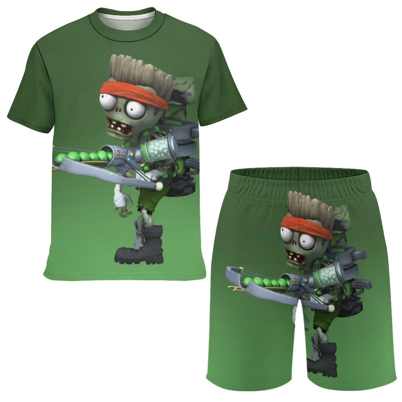 Plants Vs Zombies Boys Girls Short Sleeve Mesh T-Shirt And Shorts ...