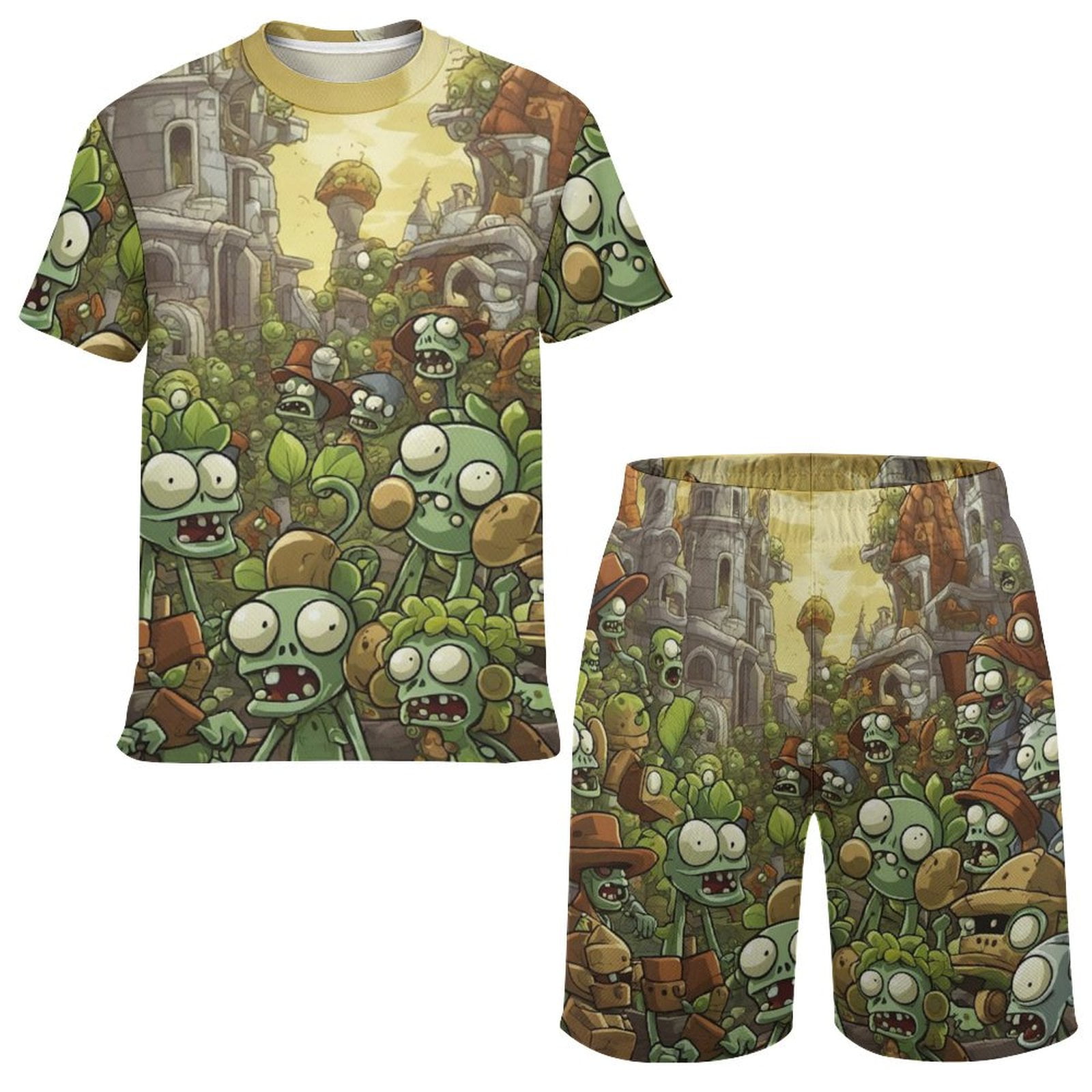 Plants Vs Zombies Boys Girls Short Sleeve Mesh T-Shirt And Shorts ...