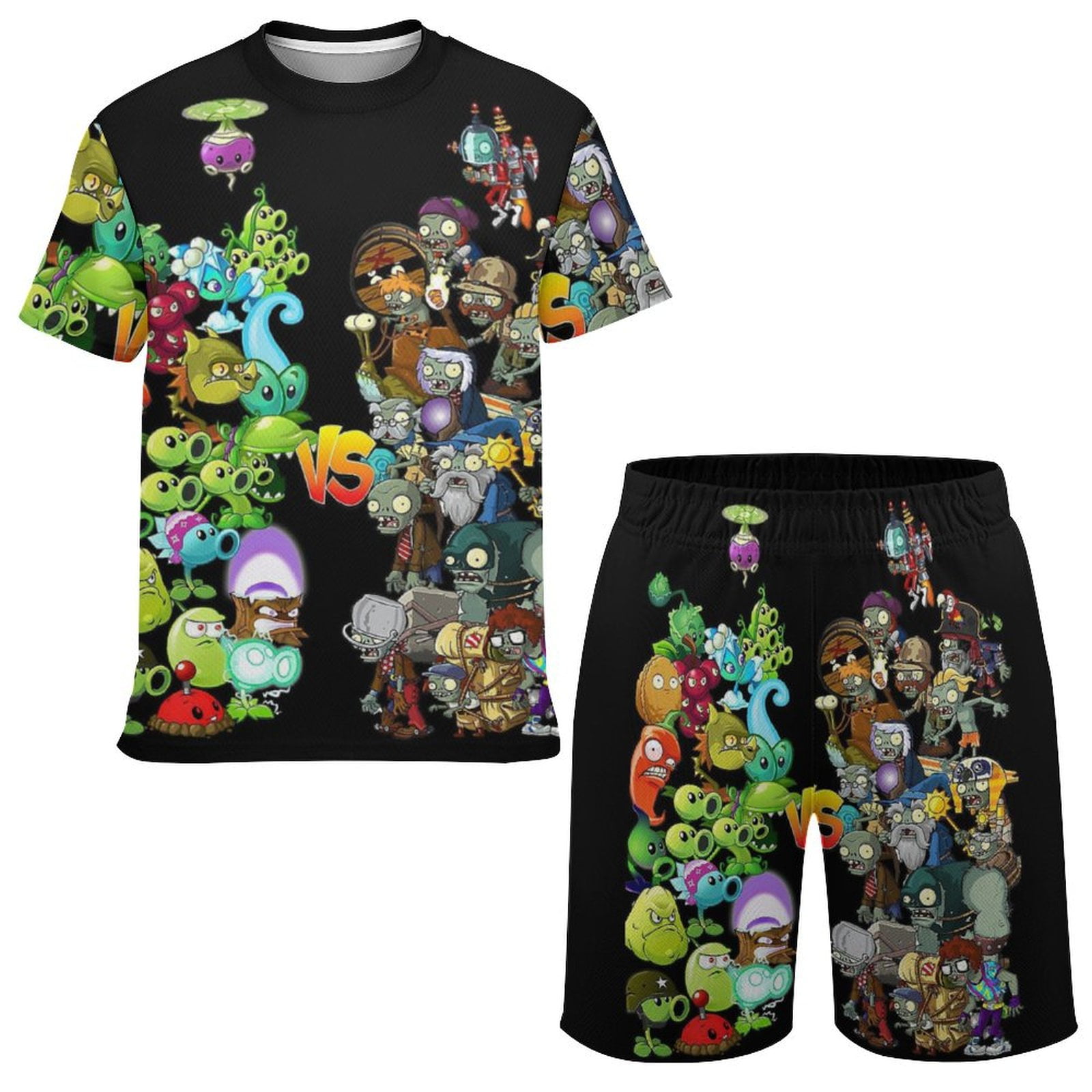Plants Vs Zombies Boys Girls Short Sleeve Mesh T-Shirt And Shorts ...