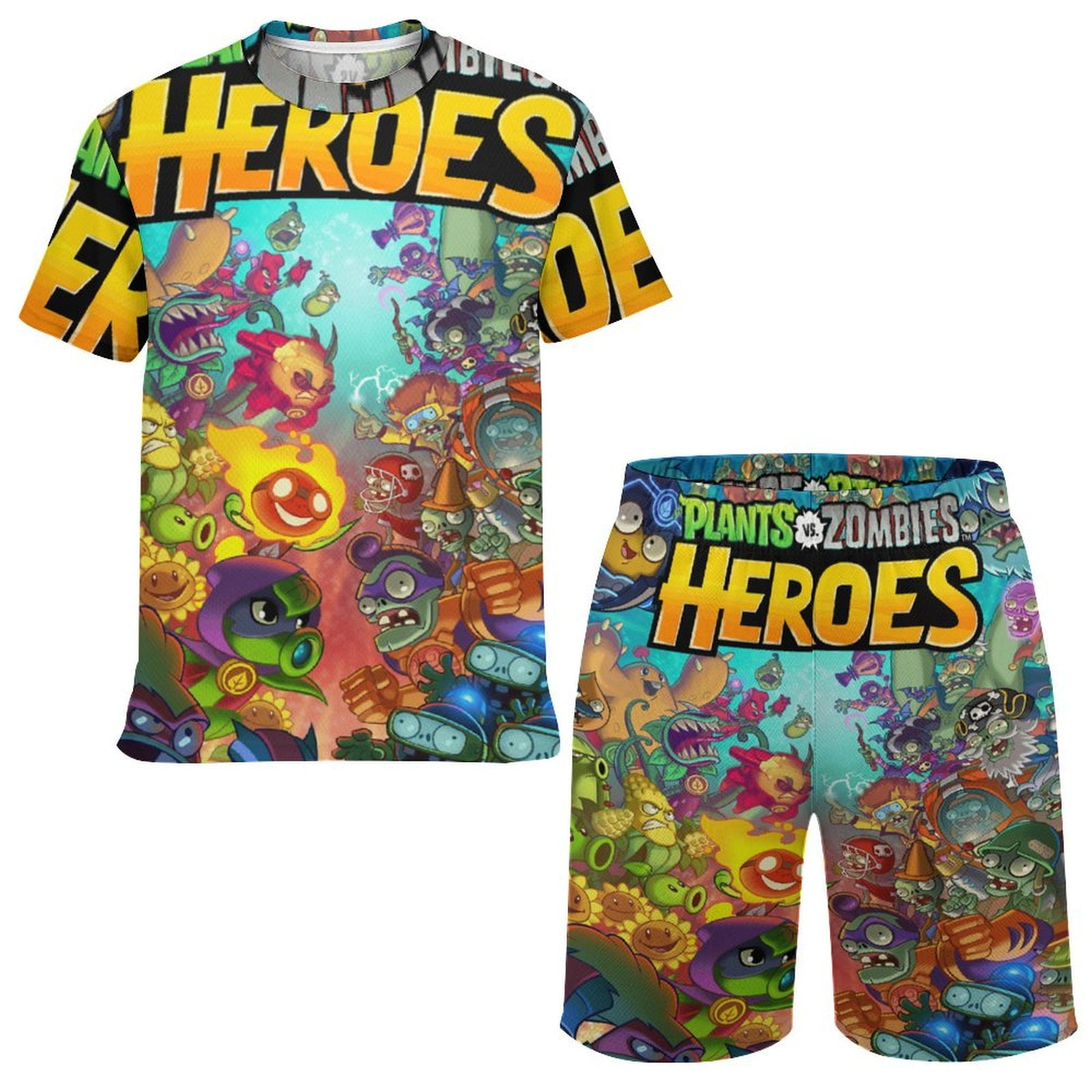 Plants Vs Zombies Boys Girls Short Sleeve Mesh T-Shirt And Shorts ...