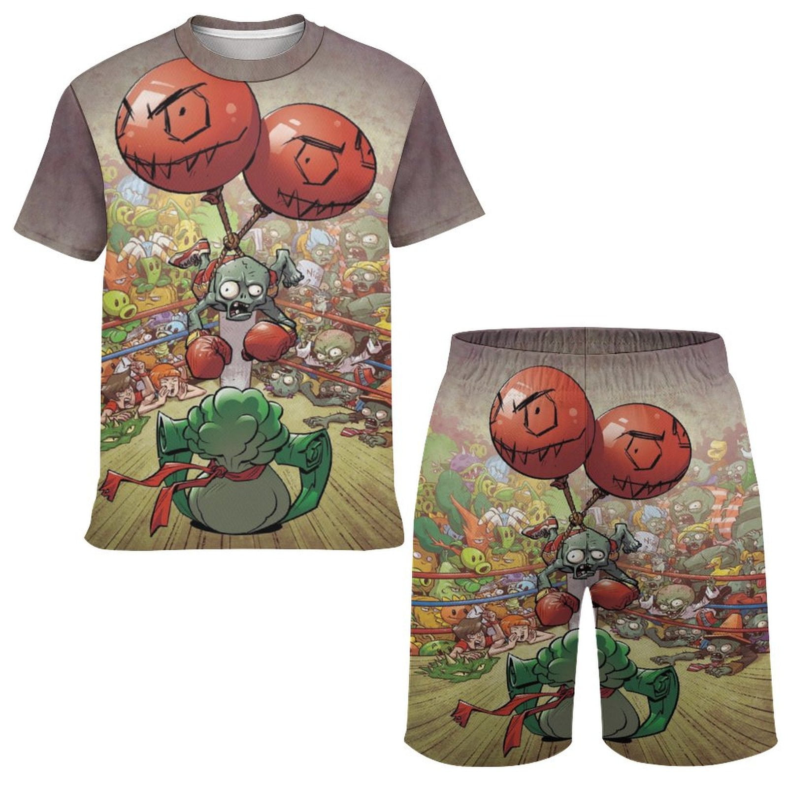 Plants Vs Zombies Boys Girls Short Sleeve Mesh T-Shirt And Shorts ...