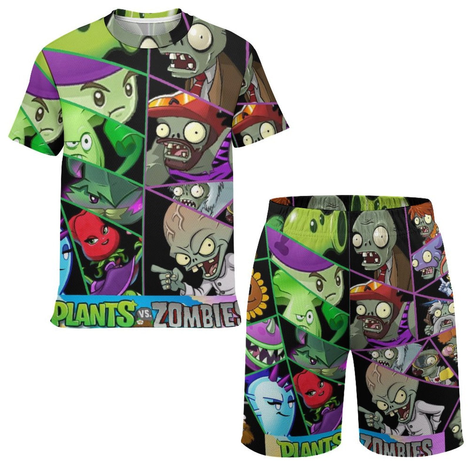 Plants Vs Zombies Boys Girls Short Sleeve Mesh T-Shirt And Shorts ...