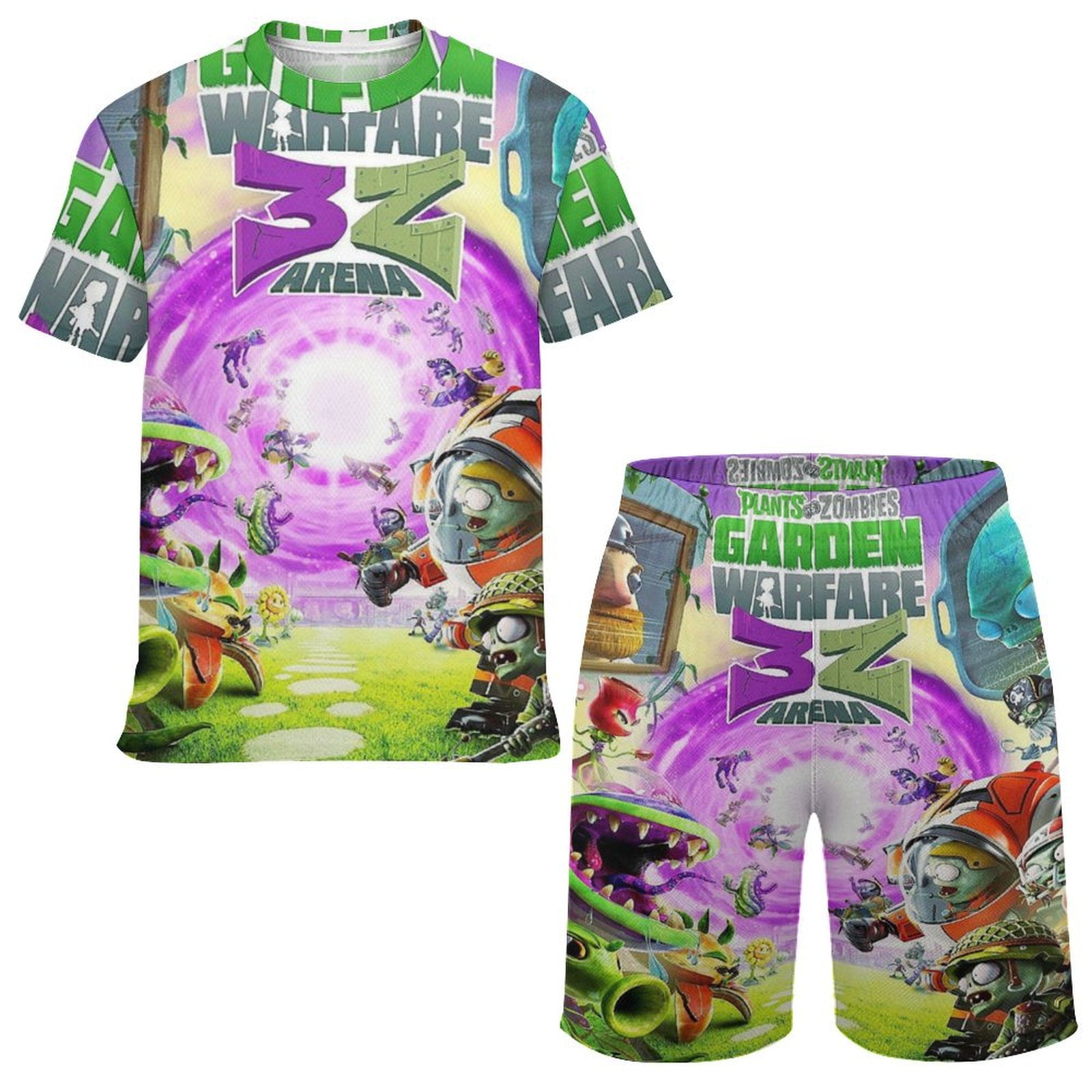 Plants Vs Zombies Boys Girls Short Sleeve Mesh T-Shirt And Shorts ...