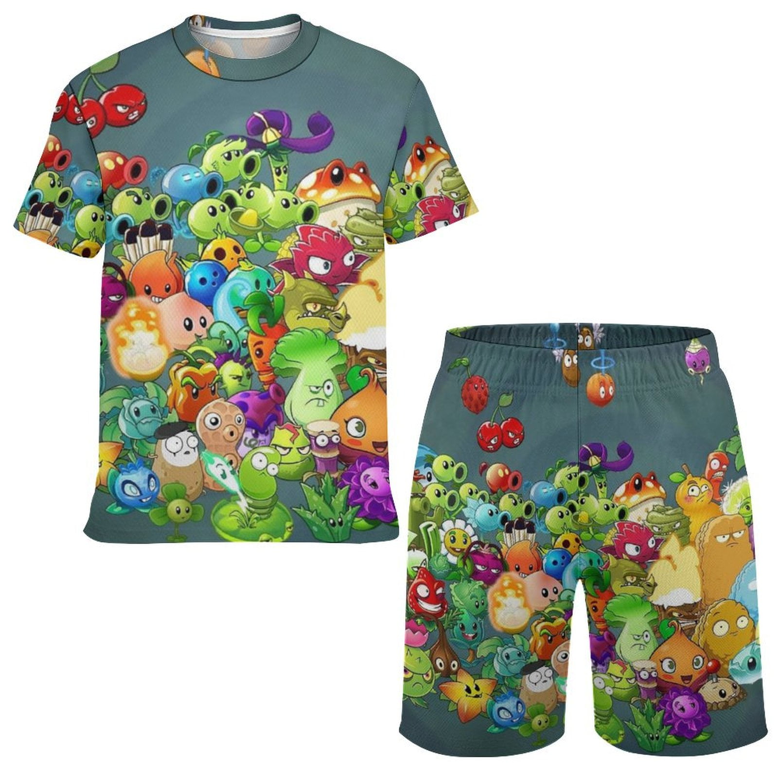 Plants Vs Zombies Boys Girls Short Sleeve Mesh T-Shirt And Shorts ...