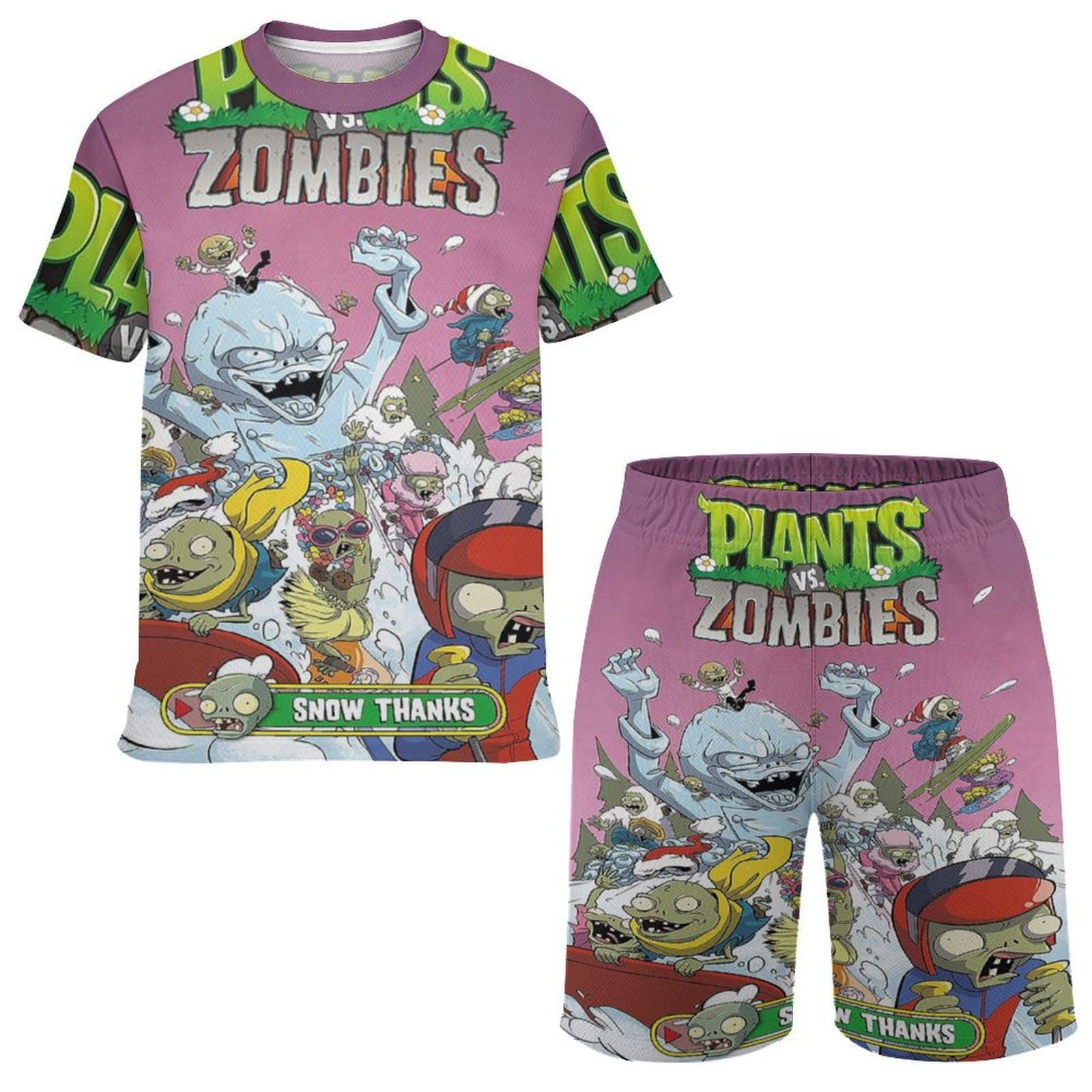 Plants Vs Zombies Boys Girls Short Sleeve Mesh T-Shirt And Shorts ...