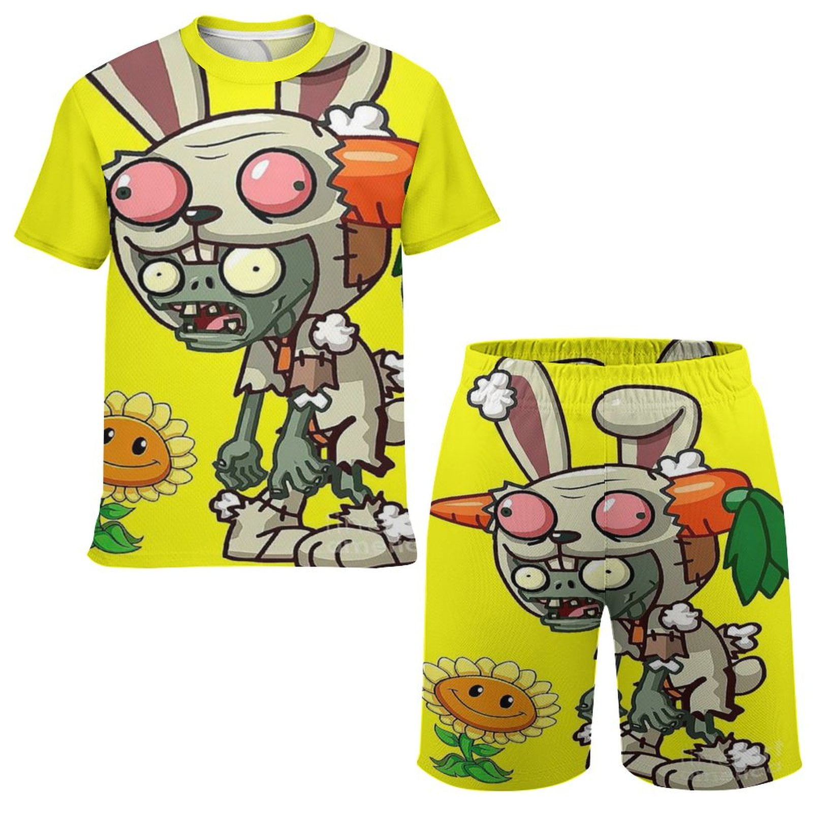Plants Vs Zombies Boys Girls Short Sleeve Mesh T-Shirt And Shorts ...