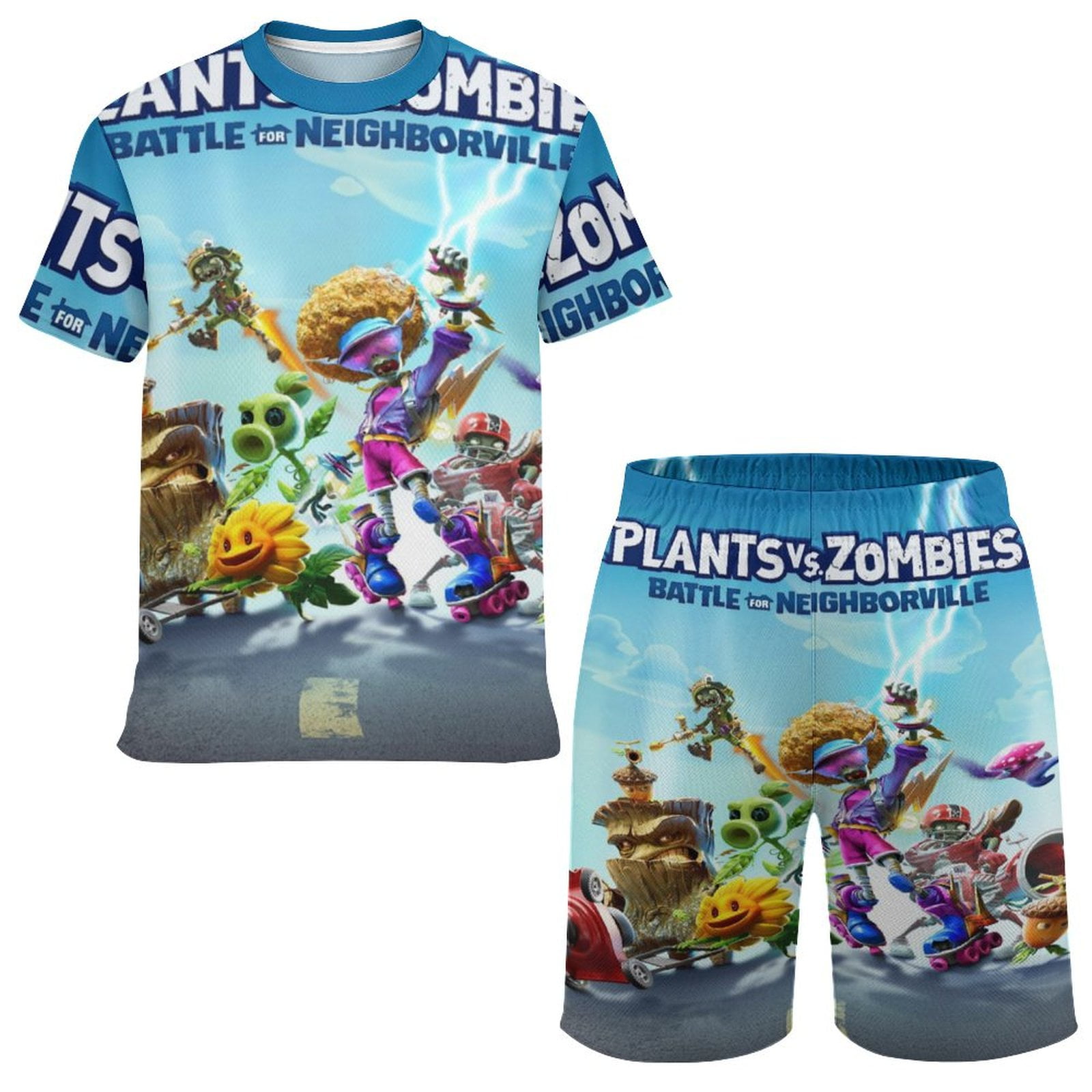 Plants Vs Zombies Boys Girls Short Sleeve Mesh T-Shirt And Shorts ...