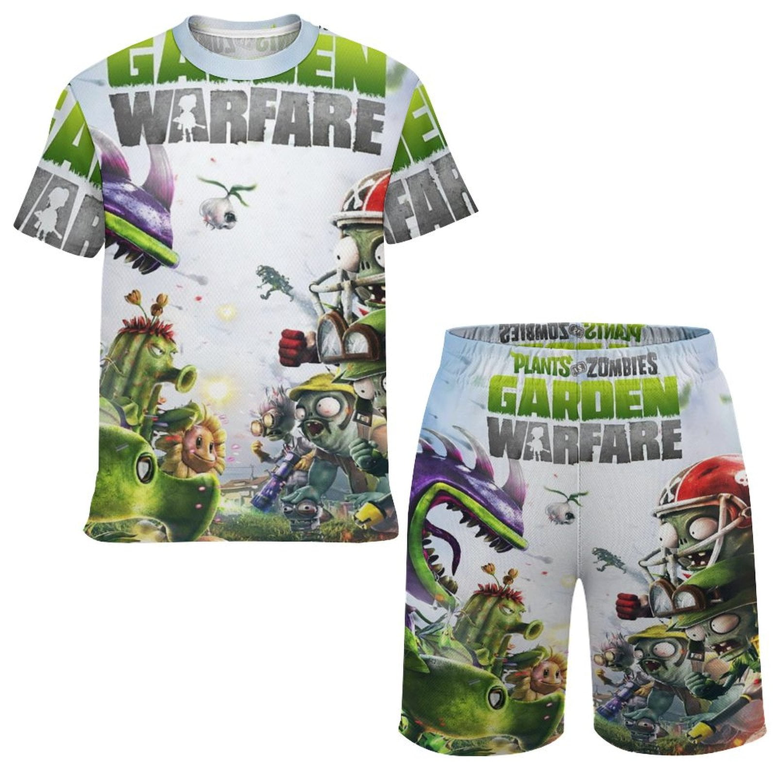 Plants Vs Zombies Boys Girls Short Sleeve Mesh T-Shirt And Shorts ...
