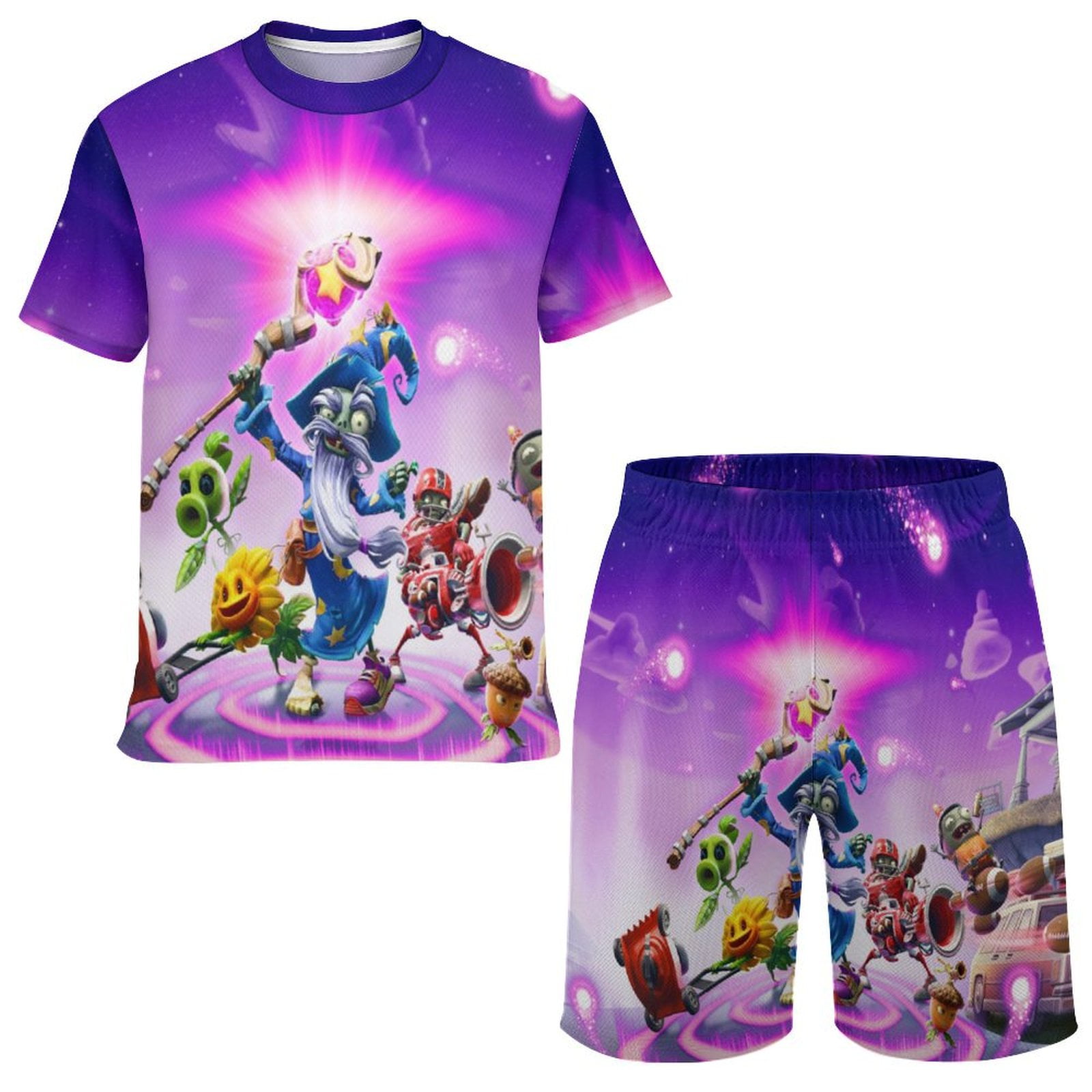 Plants Vs Zombies Boys Girls Short Sleeve Mesh T-Shirt And Shorts ...